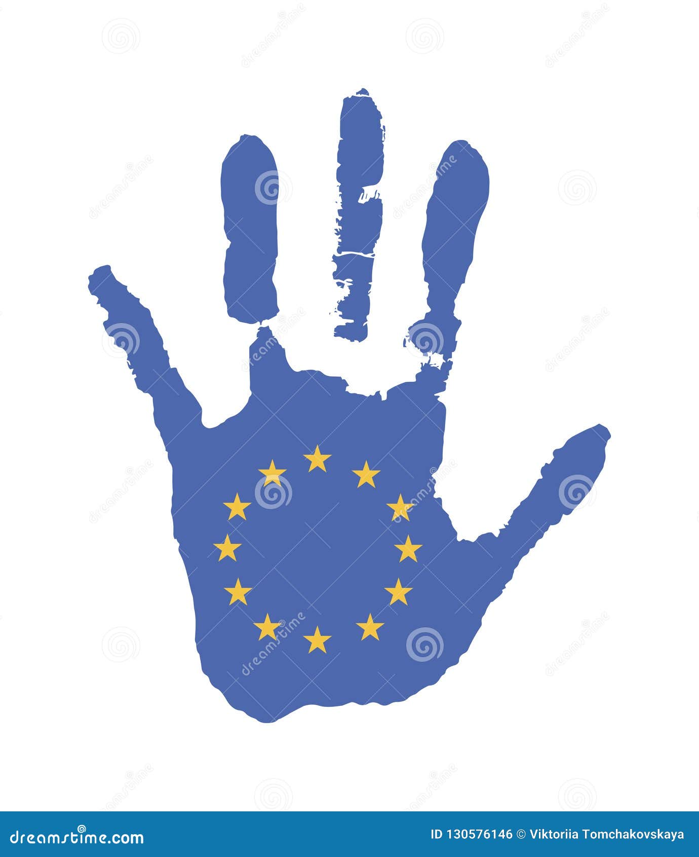 Vector Handprint In The Form Of The Flag Of Europe. Blue Color Of The ...