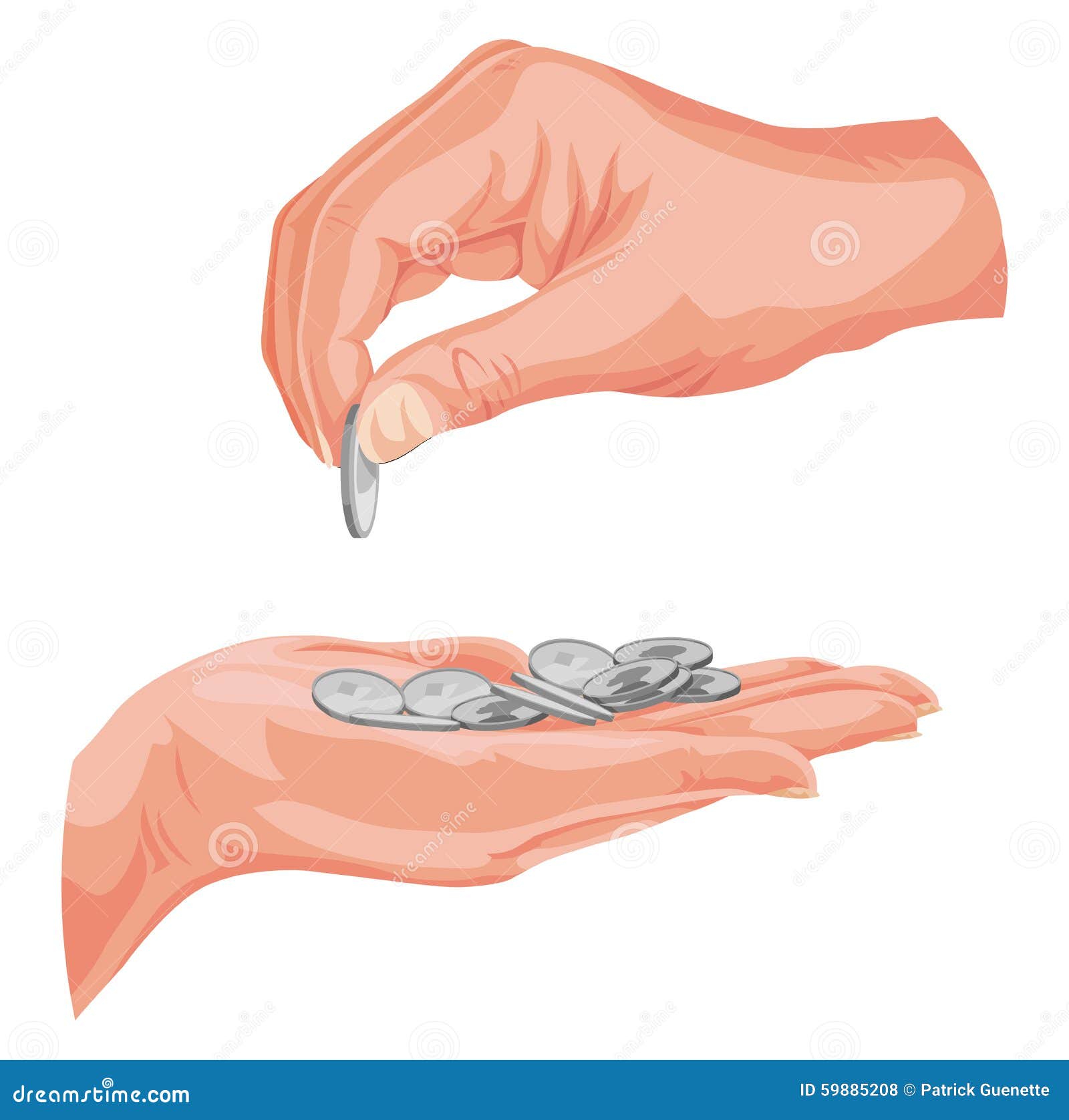 Vector of Hands with Coins. Stock Vector - Illustration of payment ...