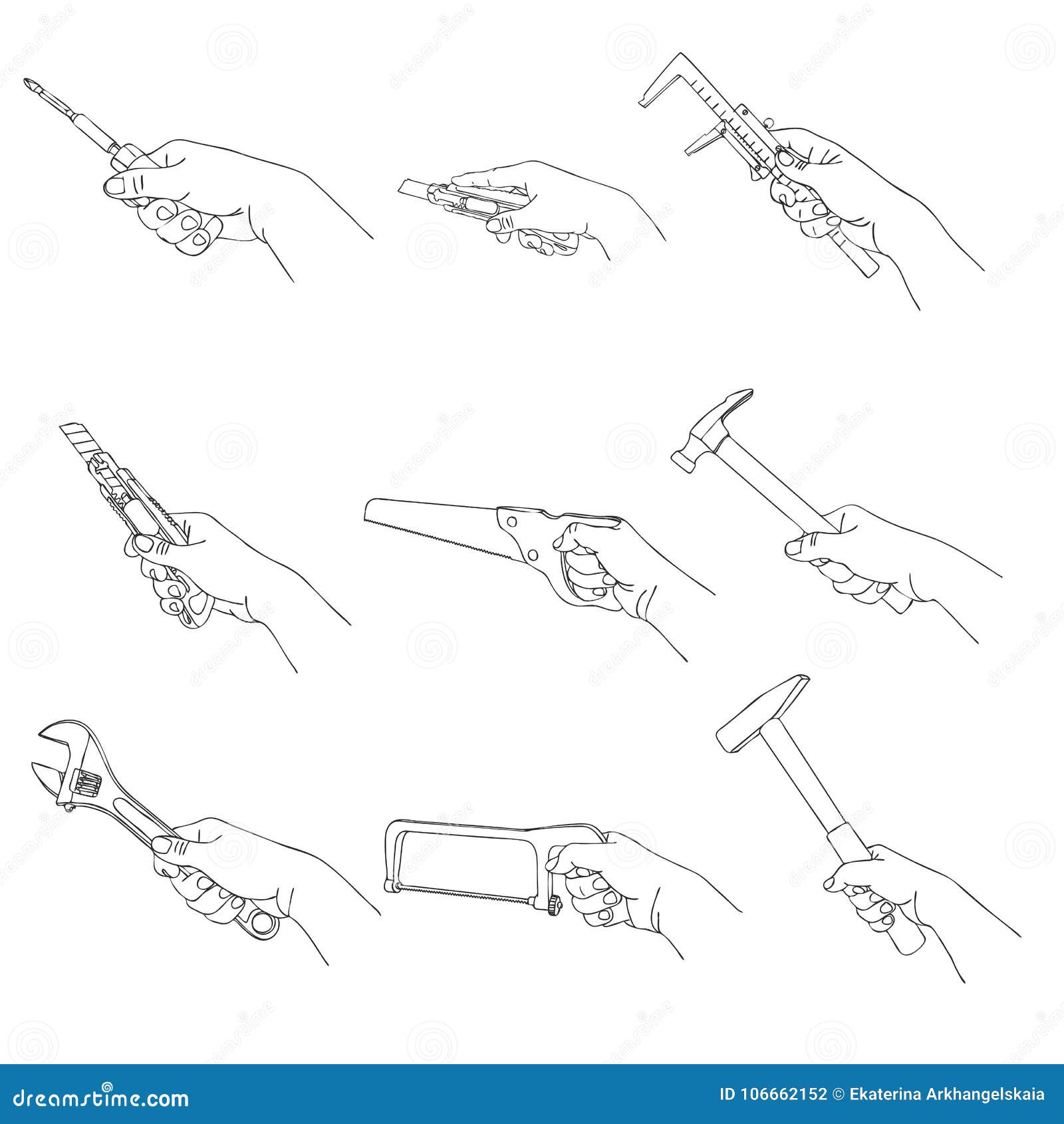 Vector Hands with Different Instruments Stock Vector - Illustration of ...