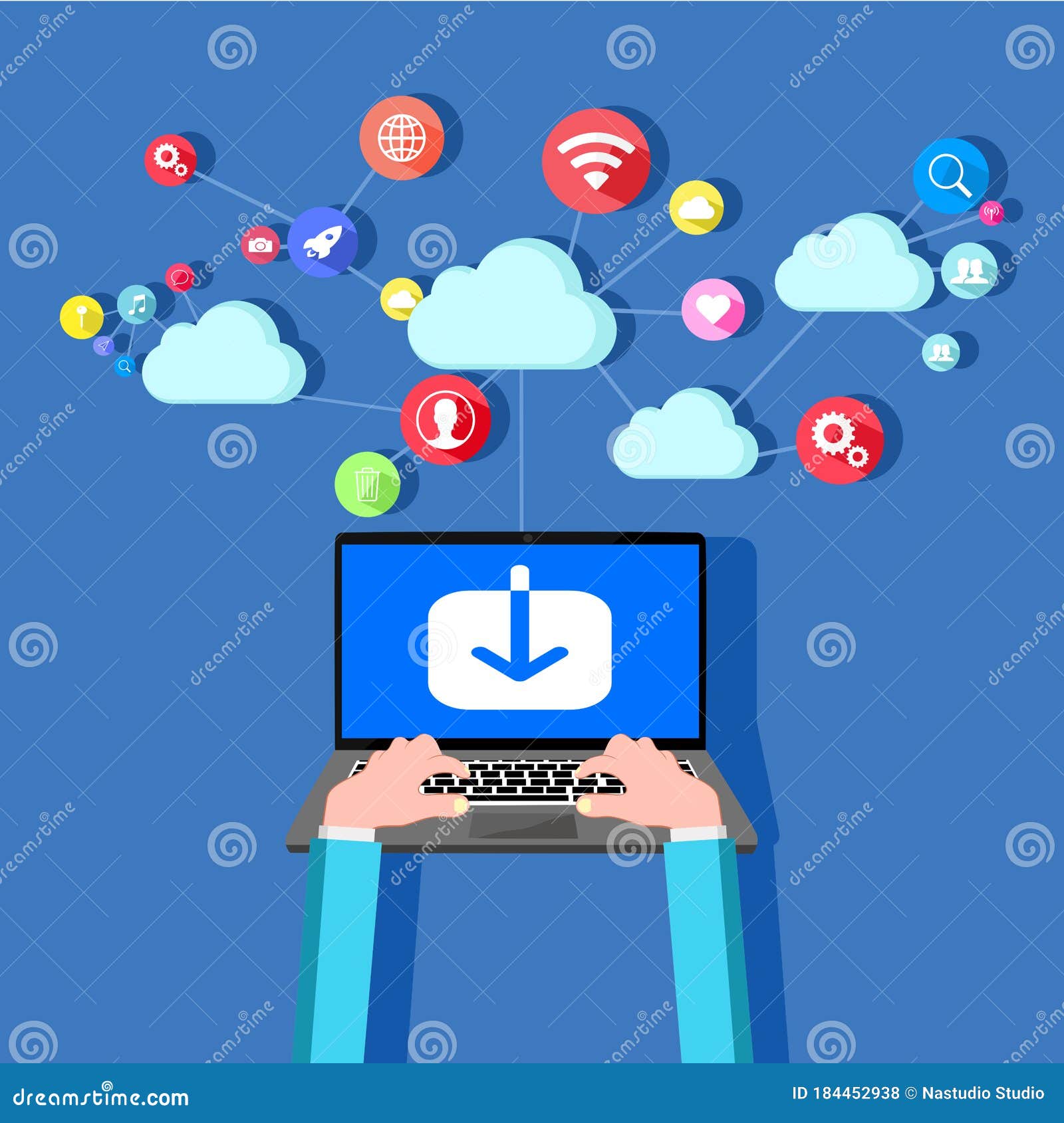 Vector the Hands of People Who are Working Online.Using the Internet ...