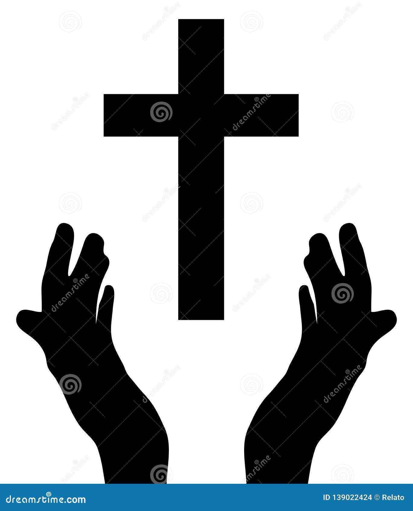 Vector Hands Praying and Cross Stock Vector - Illustration of hope ...