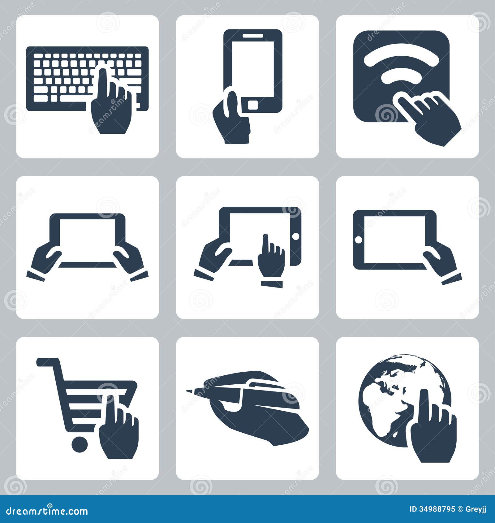 Vector Hands and Technology Icons Set Stock Vector - Illustration of ...