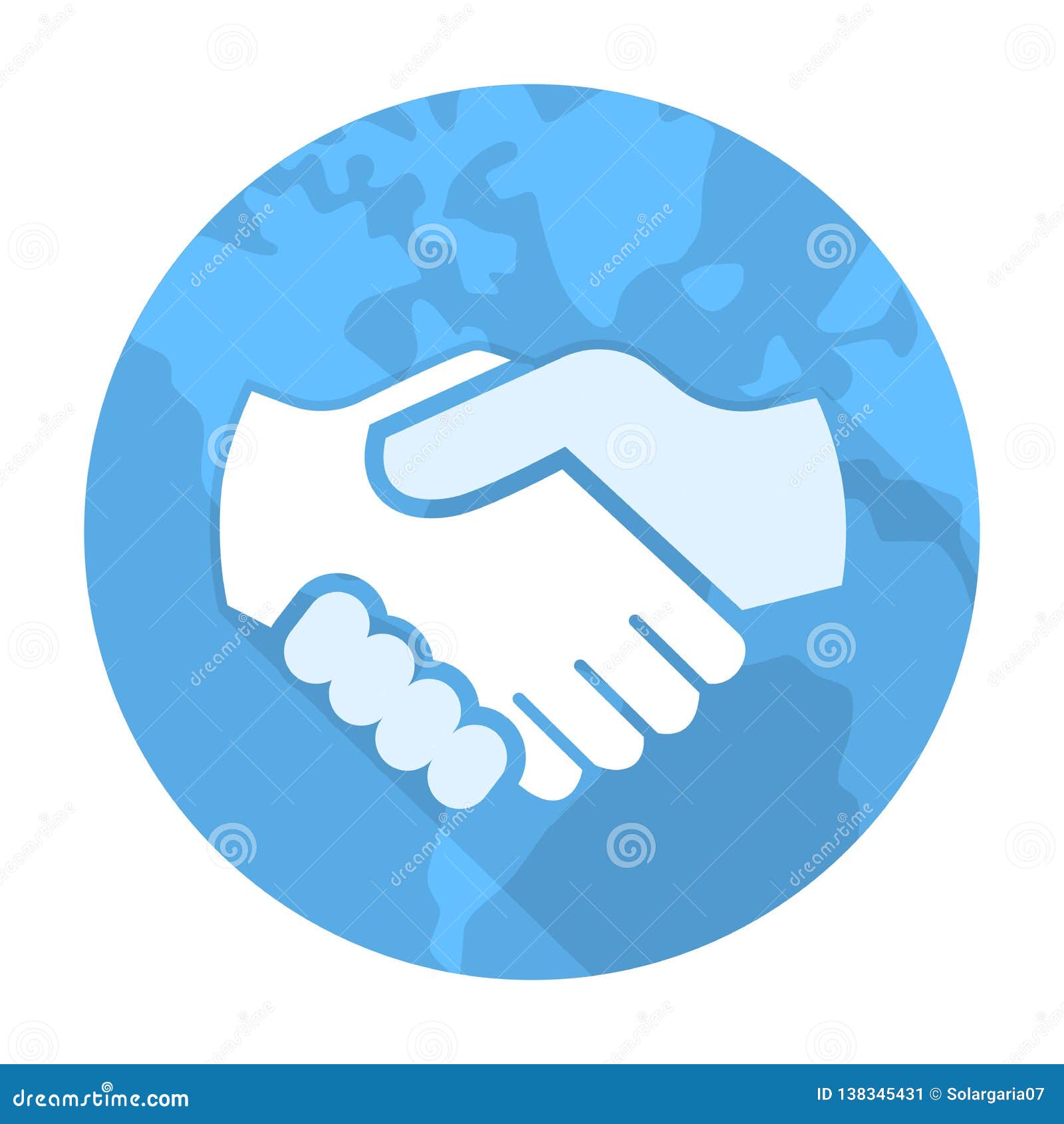 Vector of Handshake Icon on Blue Globe Circle - Vector Iconic Design ...