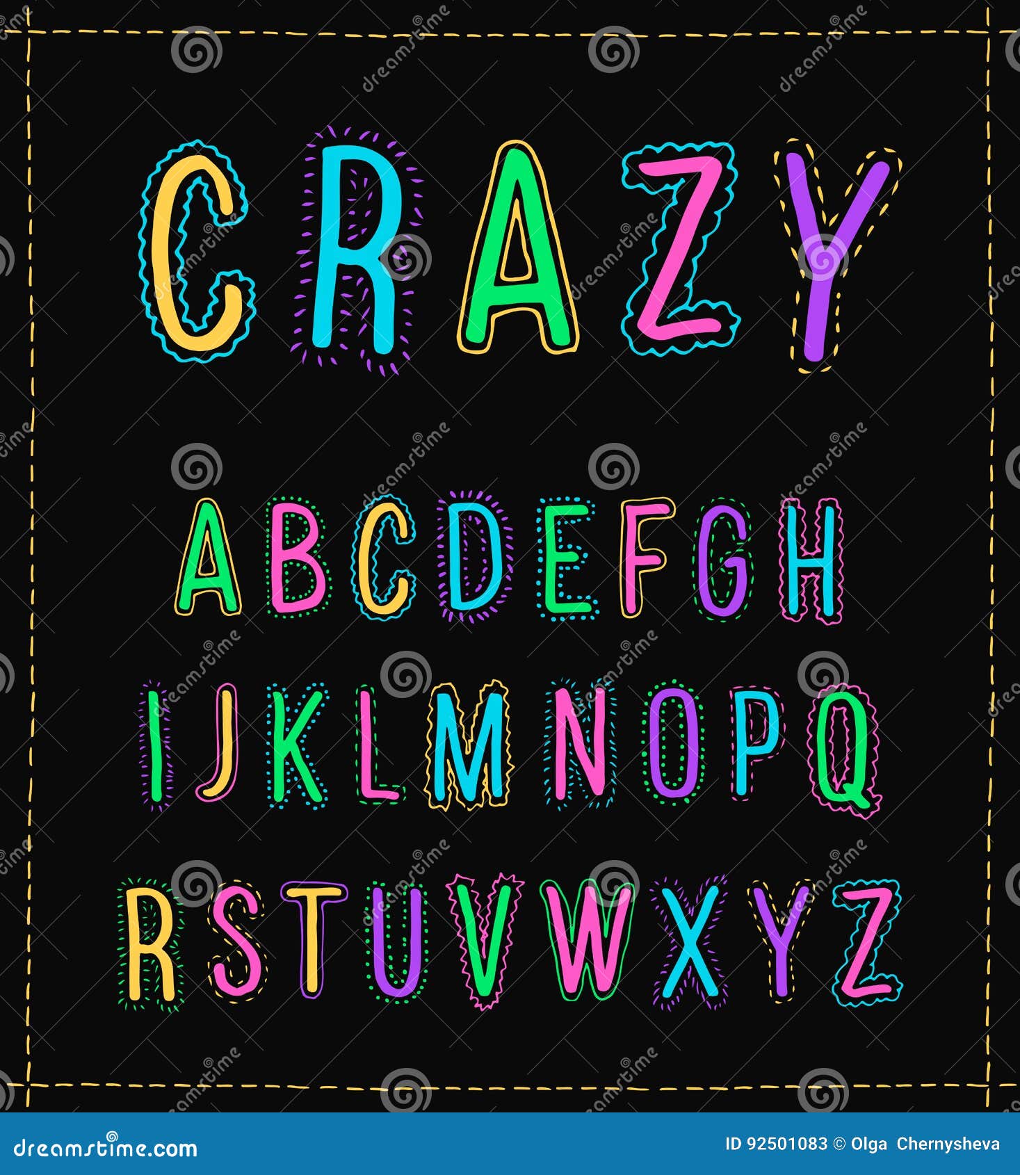 Crazy Font. Mad ABC. Different Letters. Curves Alphabet Vector ...