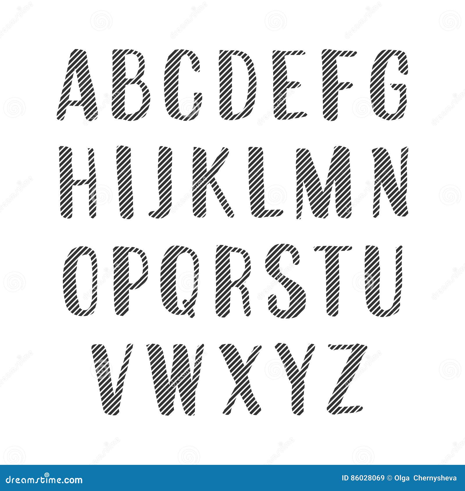 Vector Handwritten Alphabet. Uppercase Striped Letters Stock Vector ...