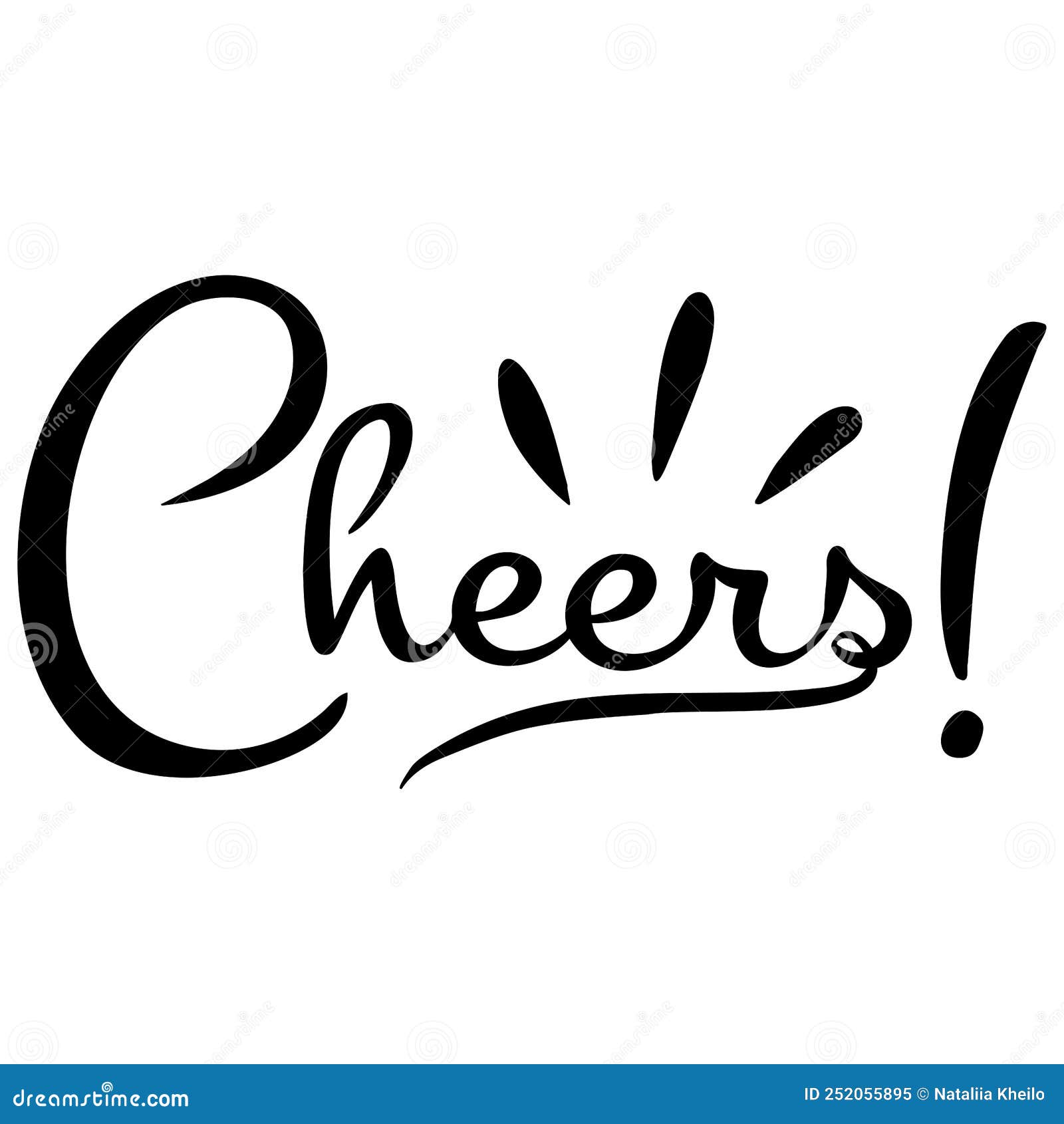 Vector Handwritten Calligraphic Inscription Cheers in Black on a White ...