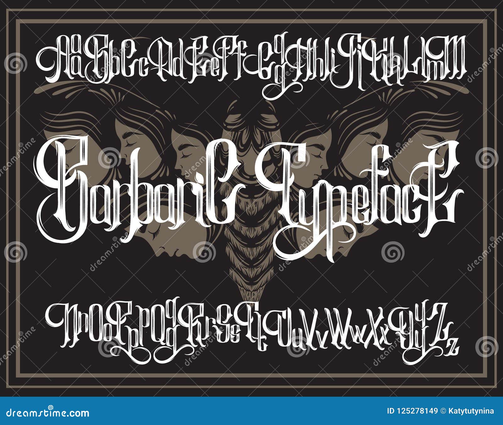 Vector Handwritten Gothic Font for Unique Lettering with Hand Drawn ...