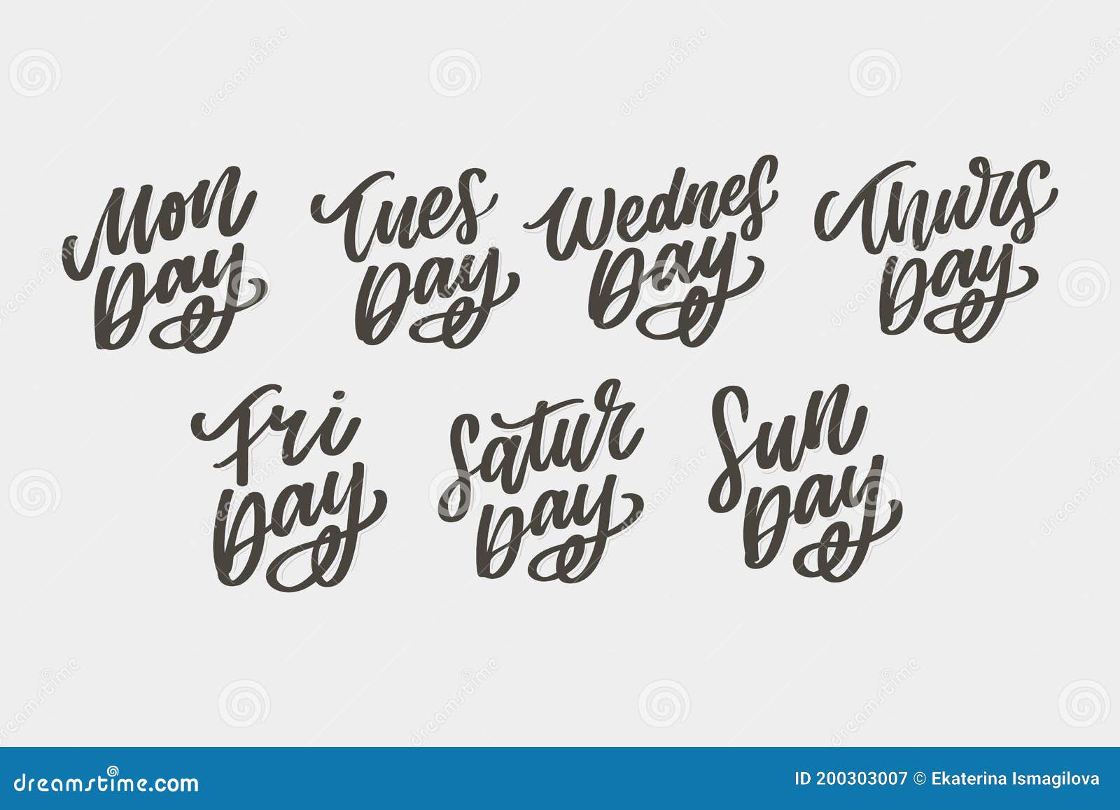 Vector Handwritten Inscription Days a Week. Calligraphy.dwritten ...