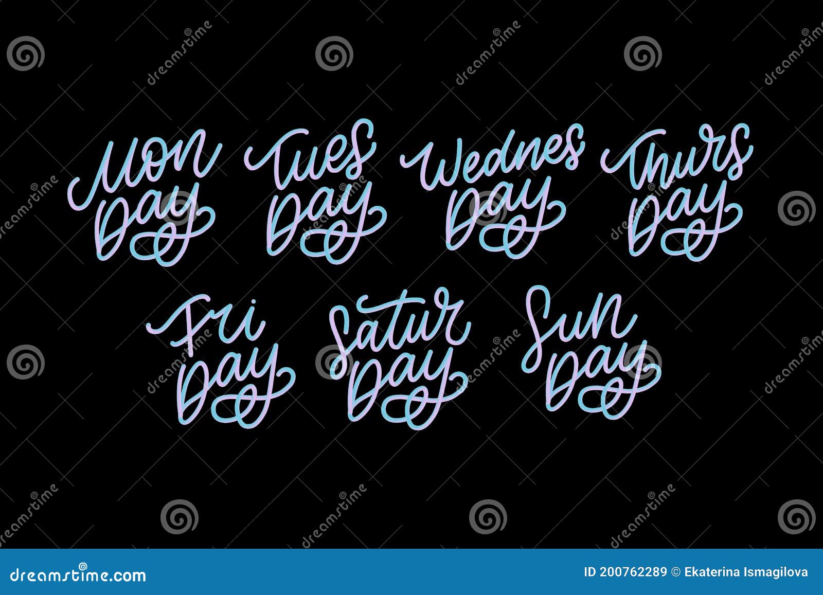 Vector Handwritten Inscription Days a Week. Calligraphy.dwritten ...