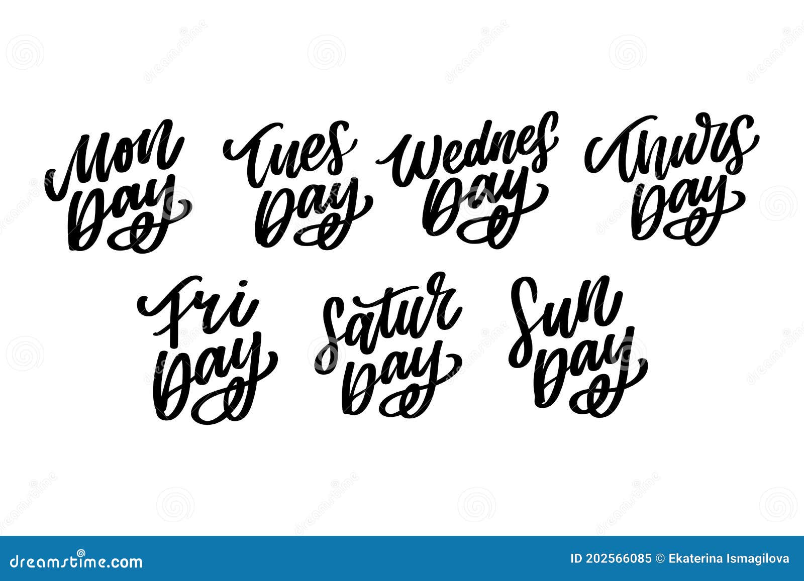 Vector Handwritten Inscription Days a Week. Calligraphy.dwritten ...