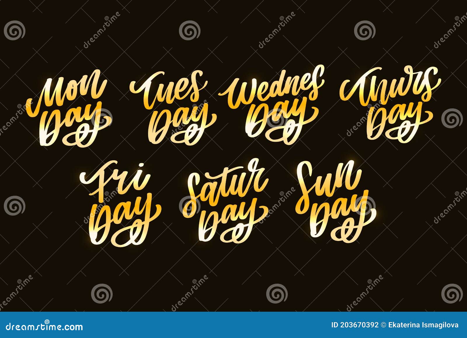 Vector Handwritten Inscription Days a Week. Calligraphy.dwritten ...