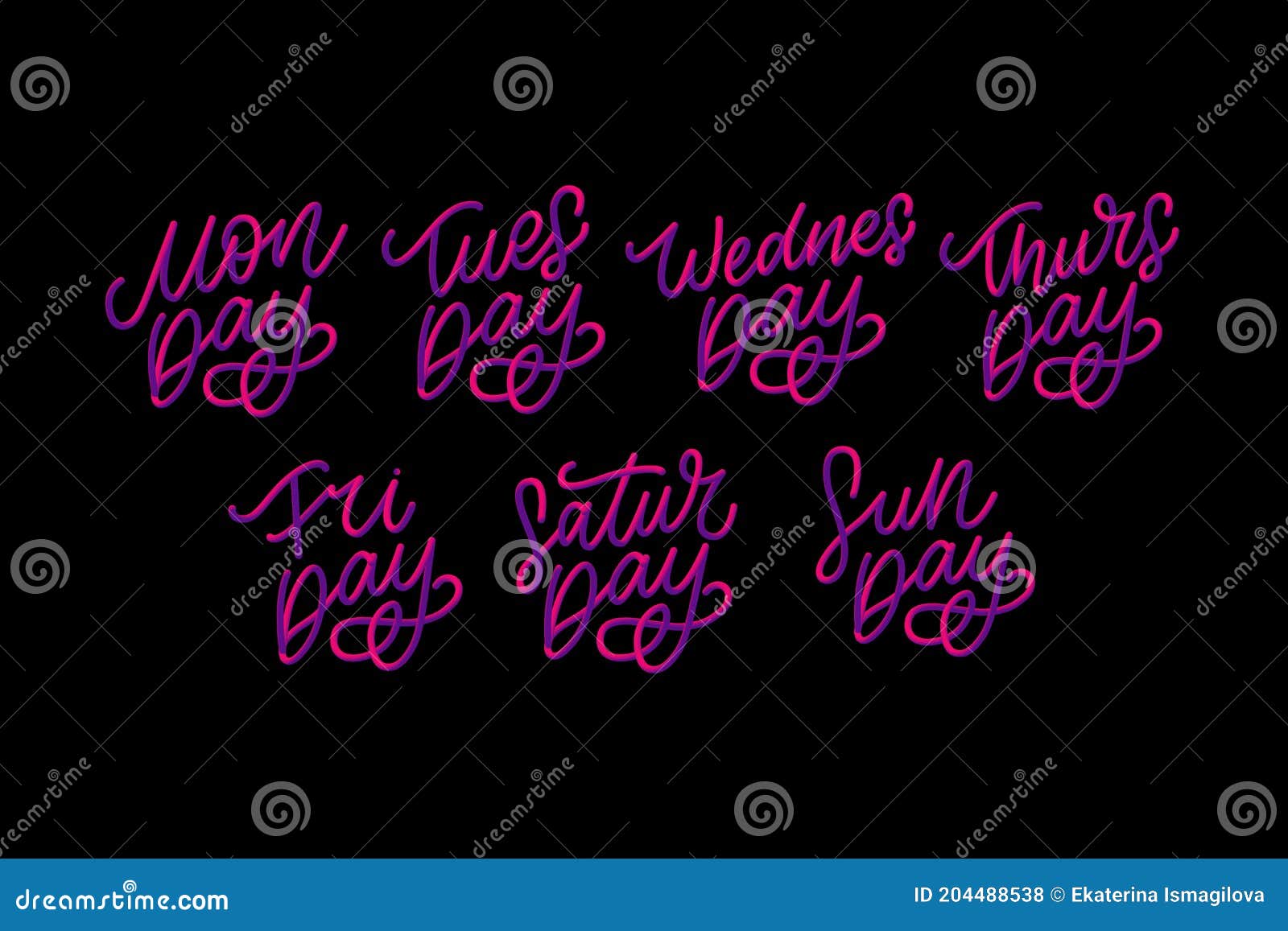 Vector Handwritten Inscription Days a Week. Calligraphy.dwritten ...