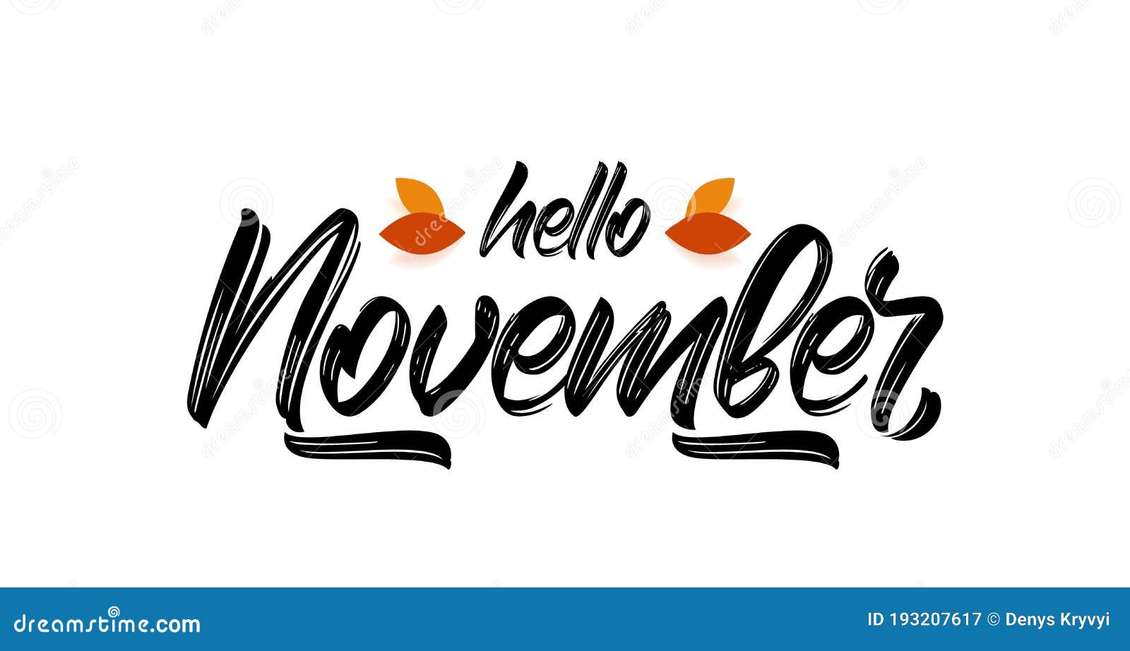Vector Handwritten Type Lettering of Hello November with Fall Leaves ...