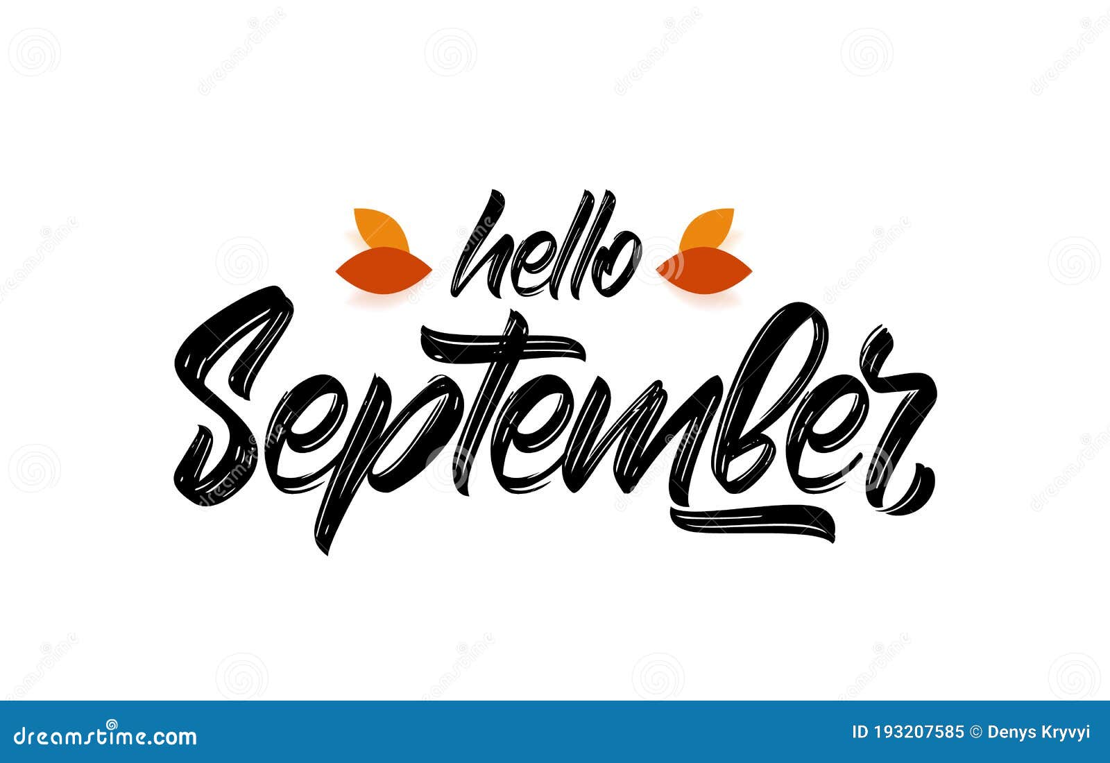 Vector Handwritten Type Lettering of Hello September with Fall Leaves ...