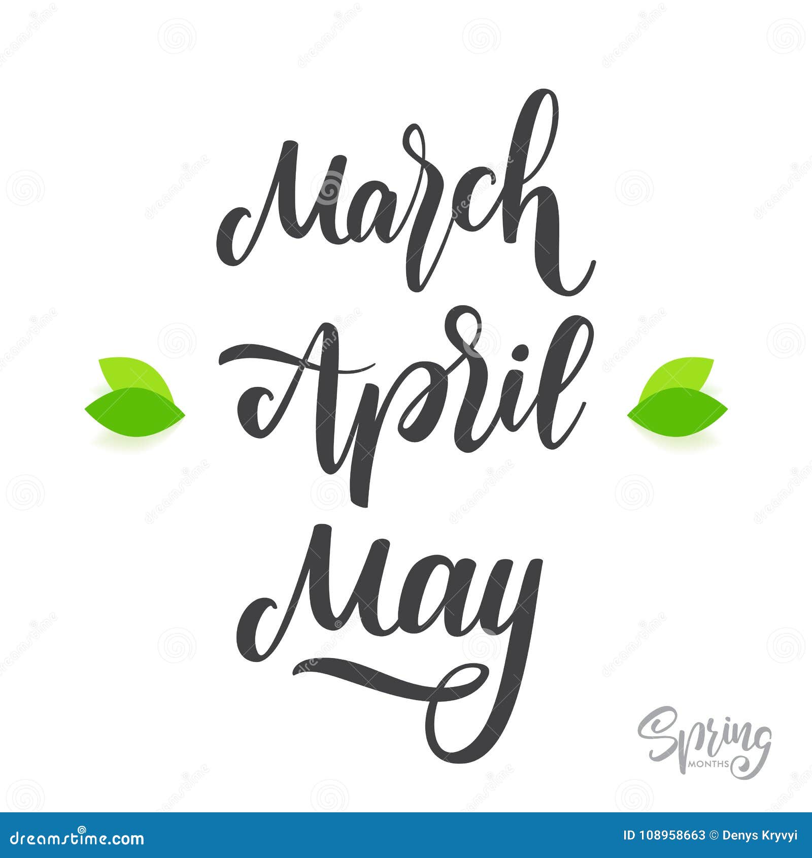 Vector Handwritten Type Lettering of Spring Months Stock Vector ...