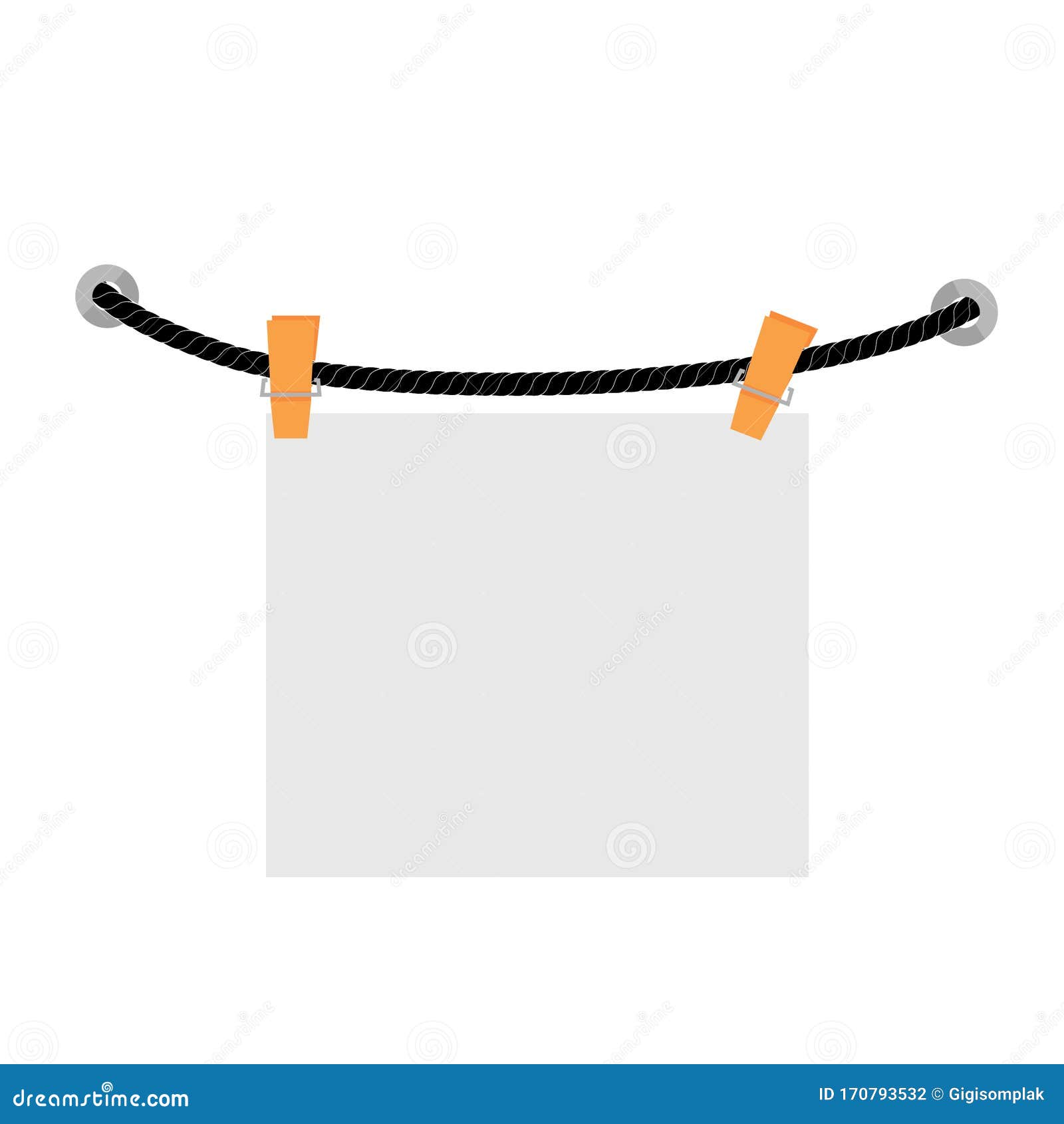 Vector Hanging Message Note, at Black Rope, Isolated on White Stock ...