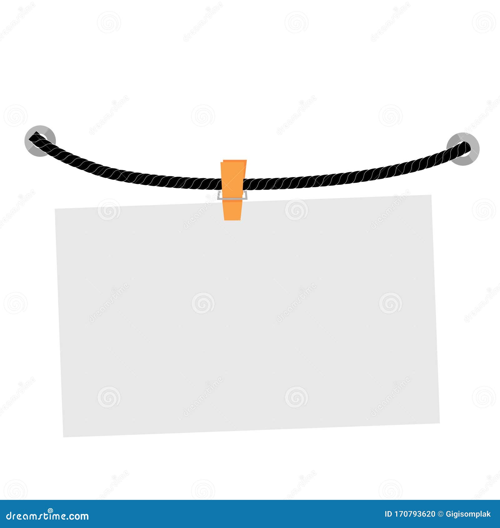 Vector Hanging Message Note, at Black Rope, Isolated on White Stock ...