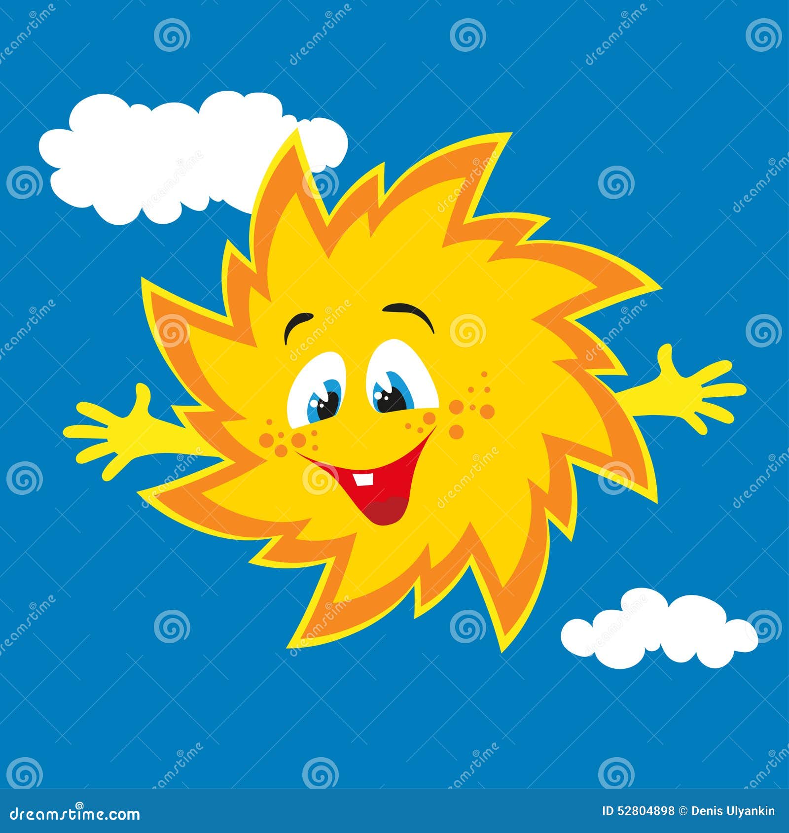 Vector Happy Cartoon Sun Smiling Stock Illustration - Illustration of ...
