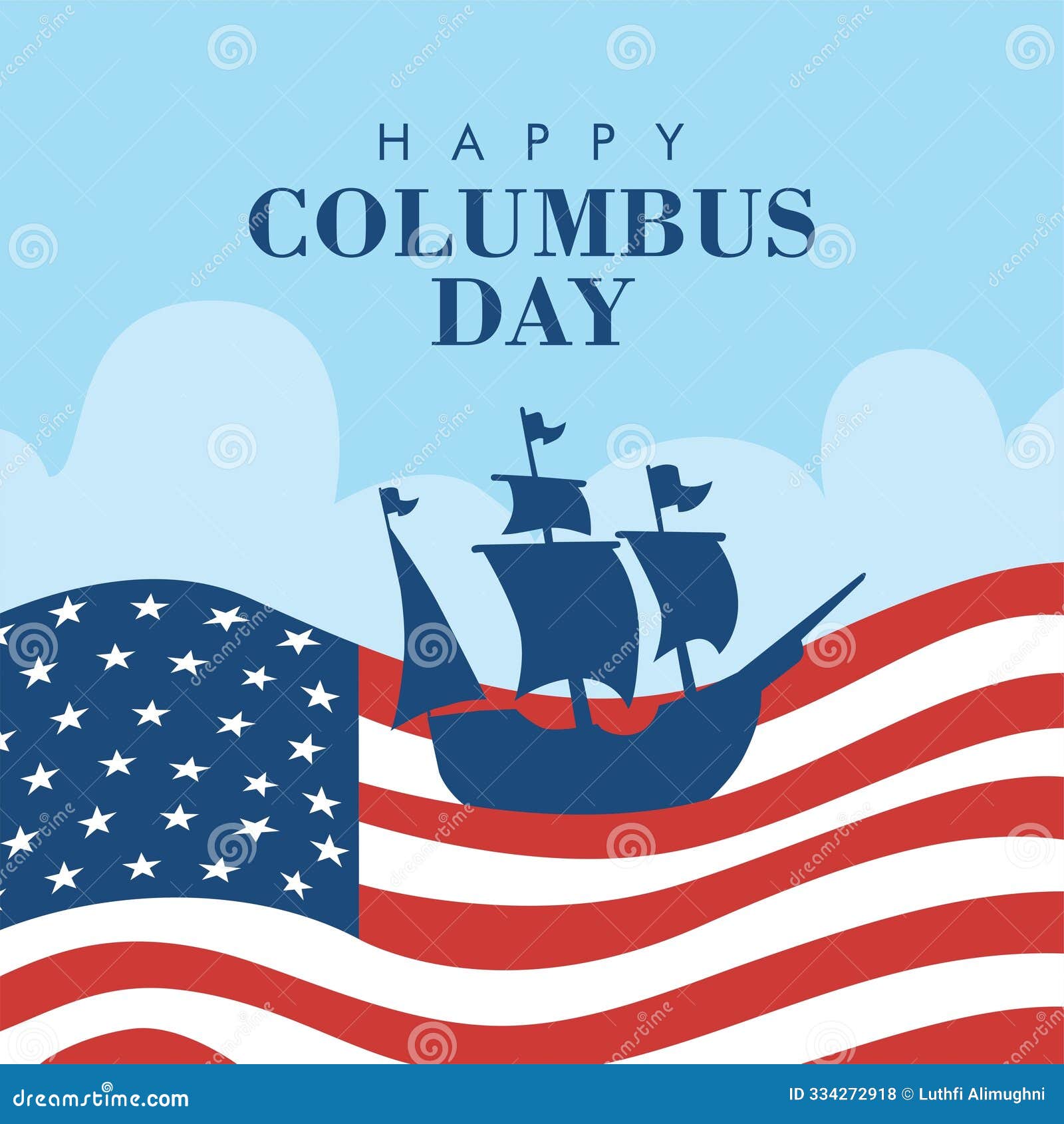 Happy Columbus Day Calligraphy Hand Lettering Isolated On White ...