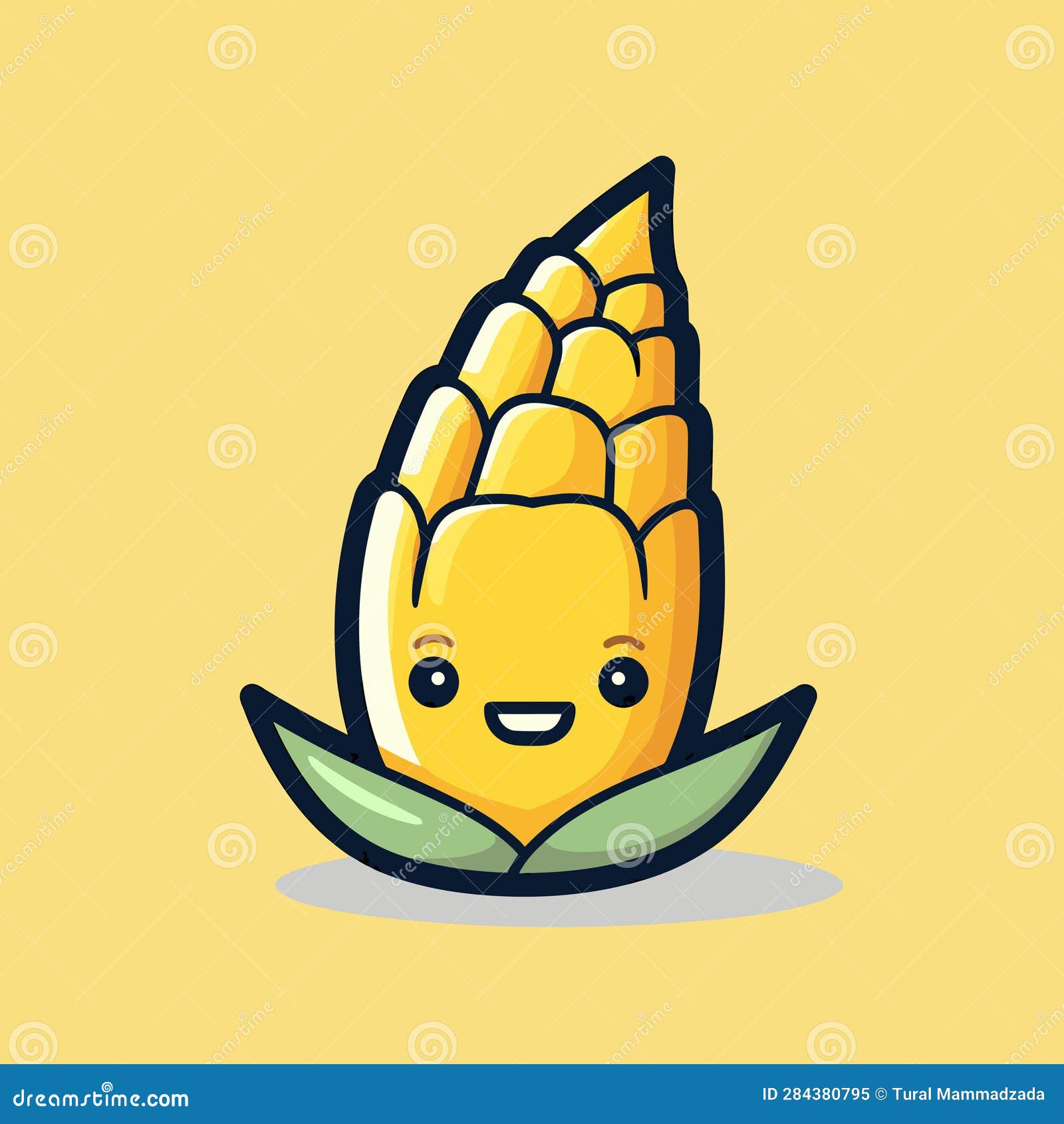 Vector of a Happy Corn on the Cob with a Cheerful Smile Stock ...