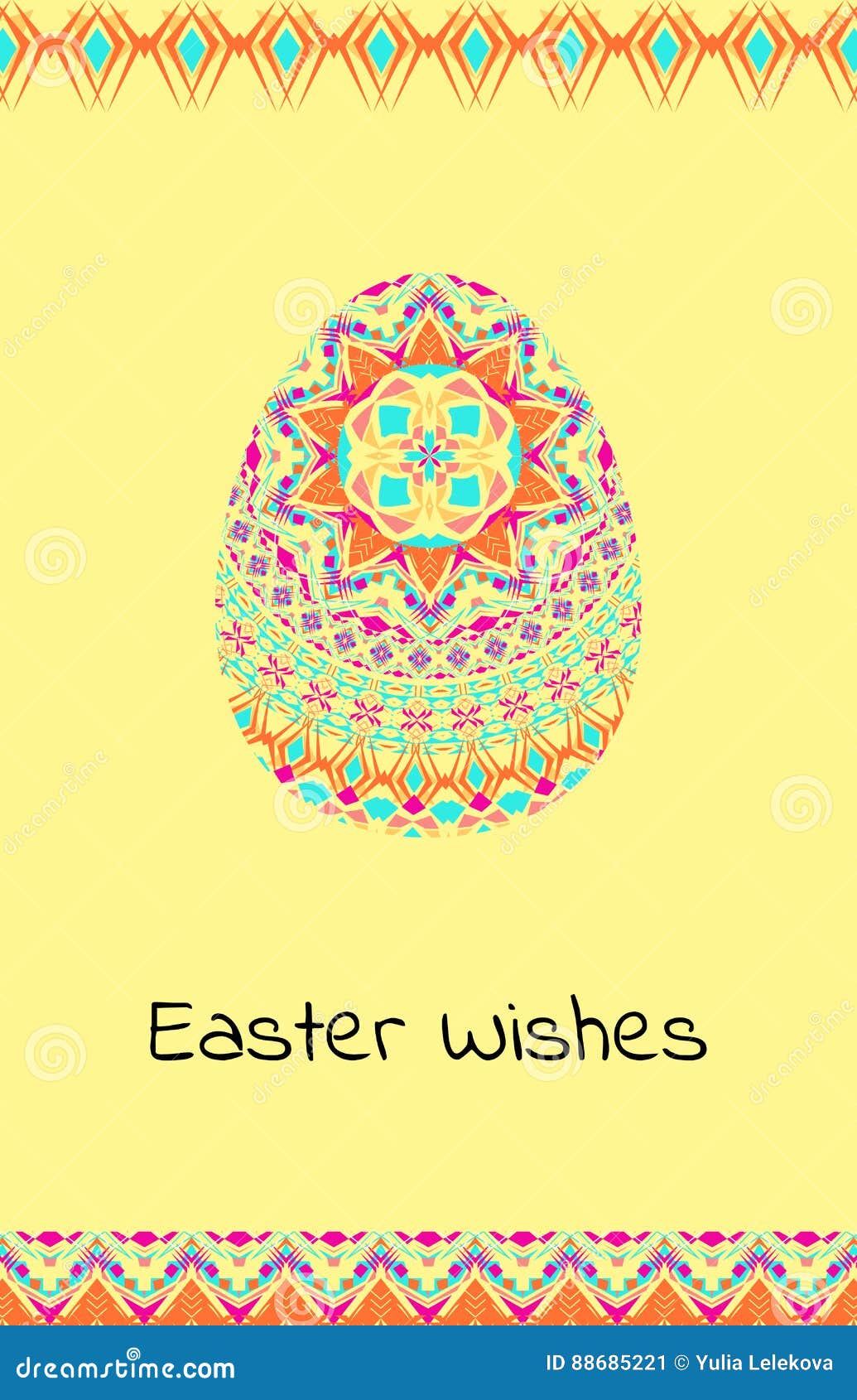 Vector Happy Easter Background with Easter Egg, Mandalas Pattern and ...