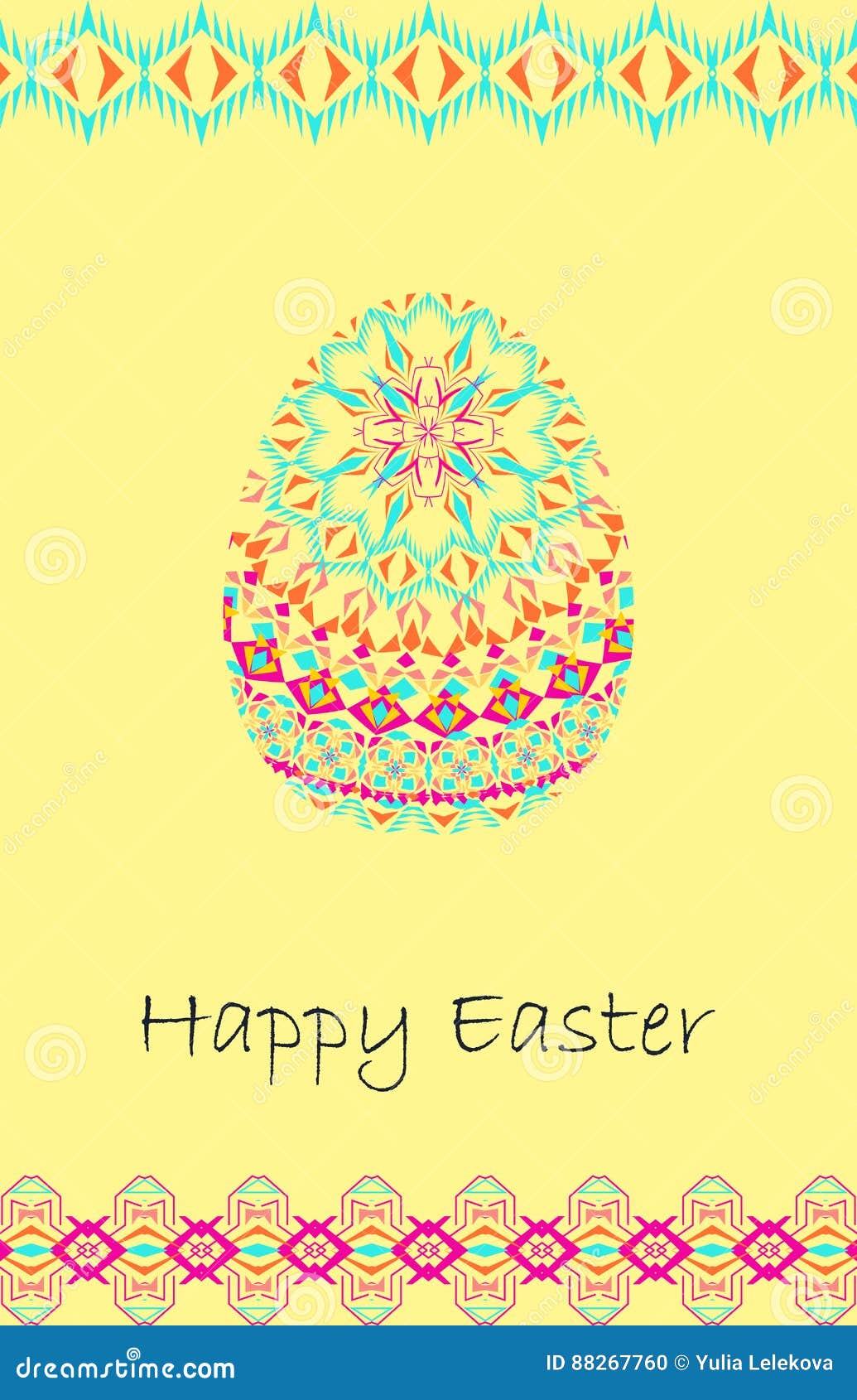 Vector Happy Easter Background with Easter Egg and Tribal Geometric ...