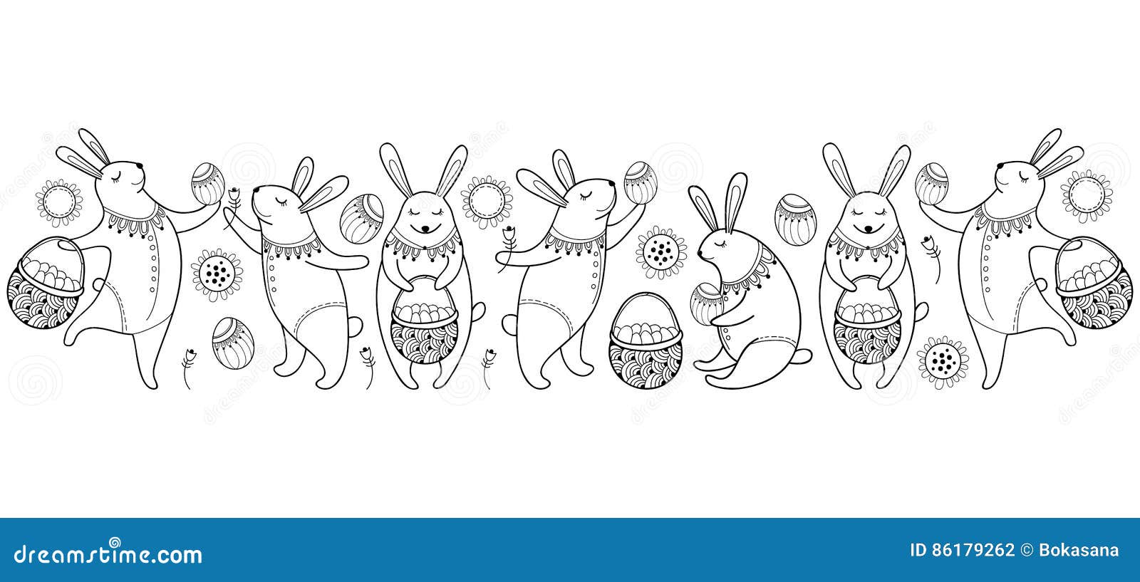 Vector Easter Bunny Border