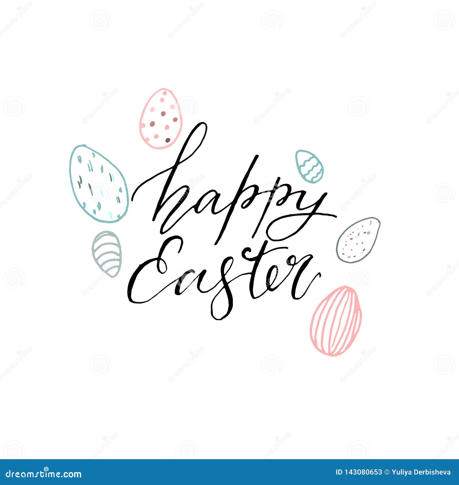 Vector Happy Easter Card with Red and Blue Eggs. Hand Painted ...