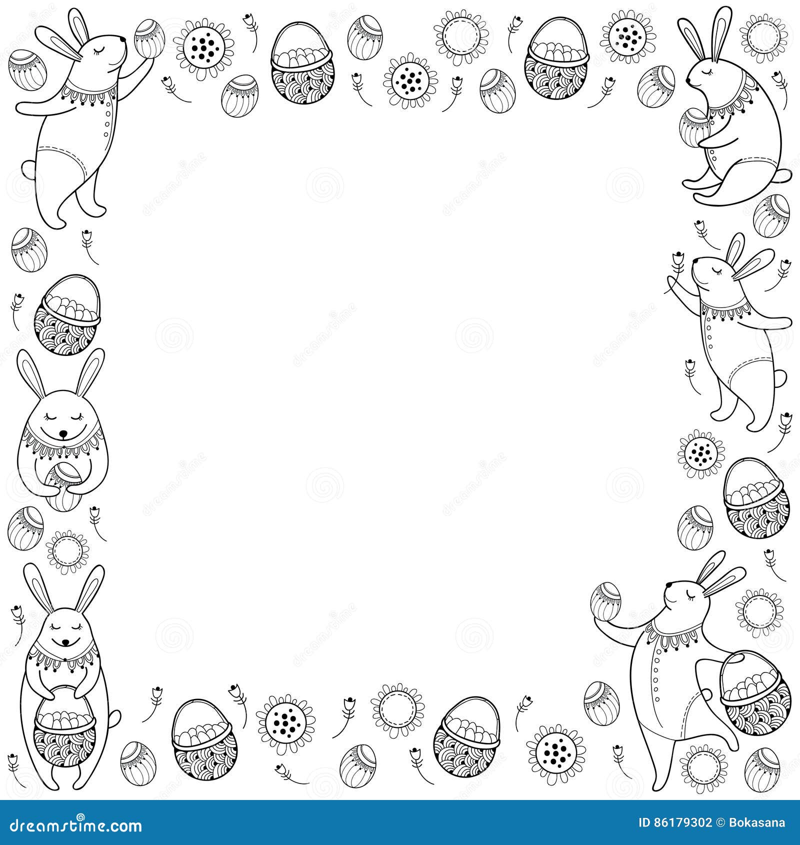 Easter Frame With Sheet Paper Mounted In Pocket Cartoon Vector ...