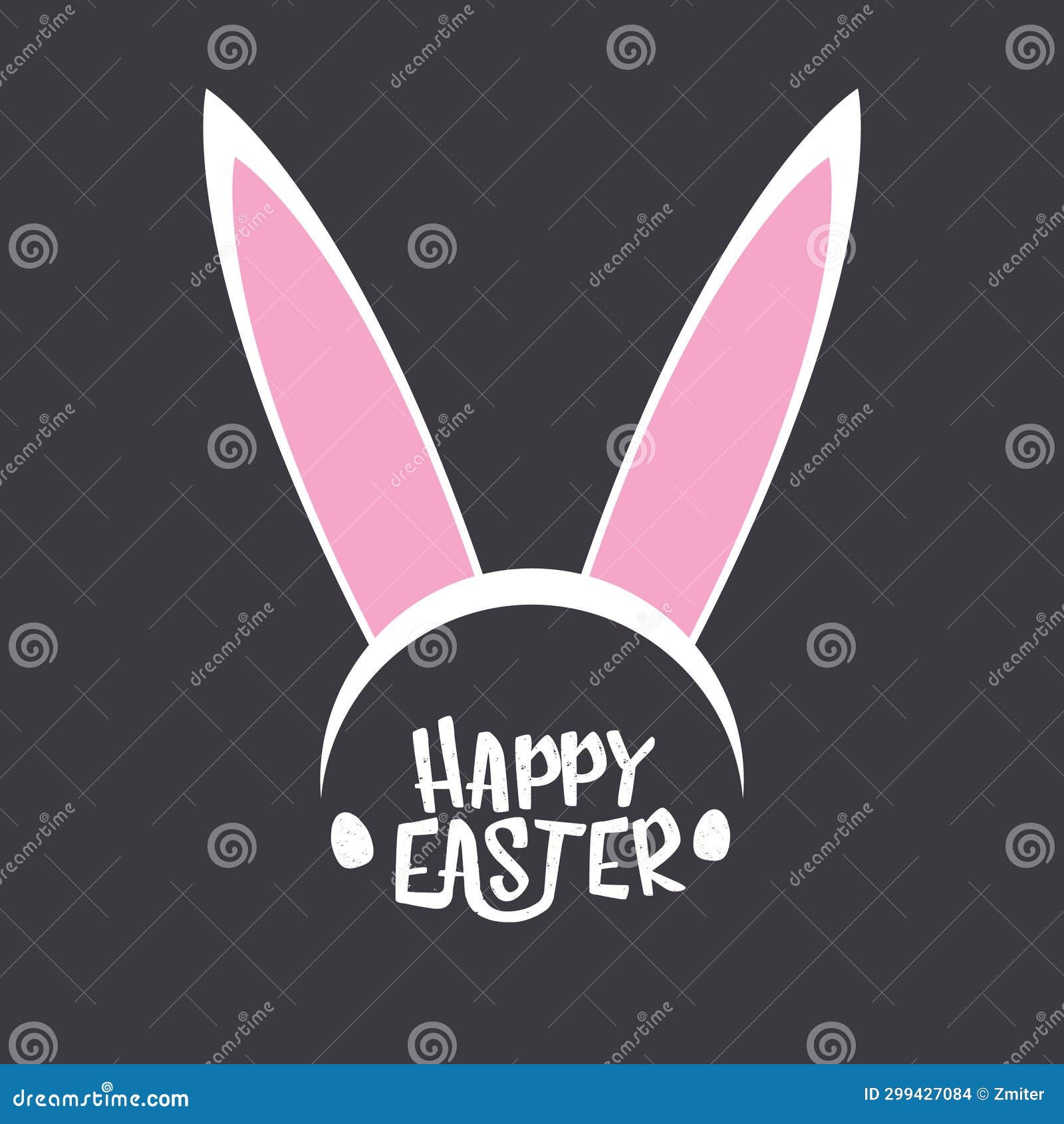 Vector Happy Easter Greeting Card with White Easter Bunny Funky Mask ...