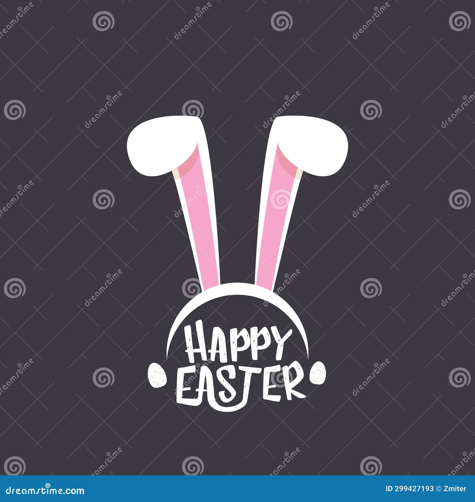 Vector Happy Easter Greeting Card with White Easter Bunny Funky Mask ...