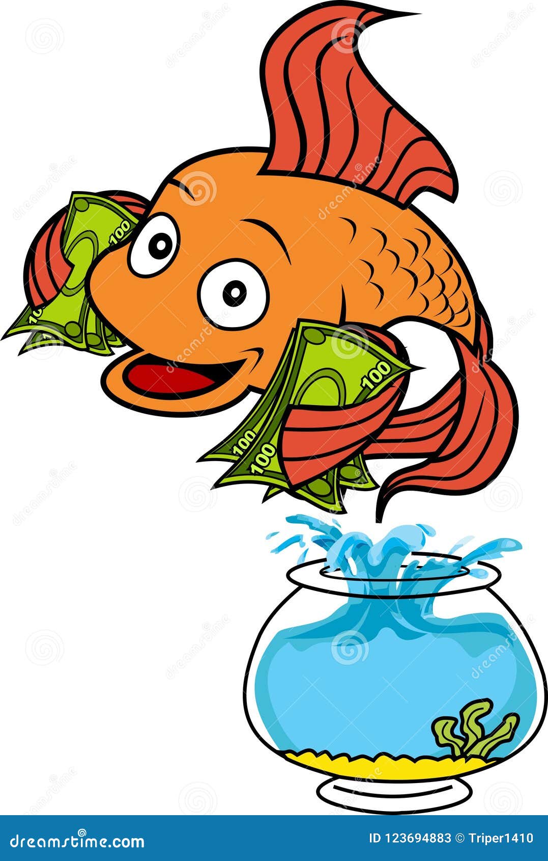 Vector - Happy goldfish stock vector. Illustration of smile - 123694883