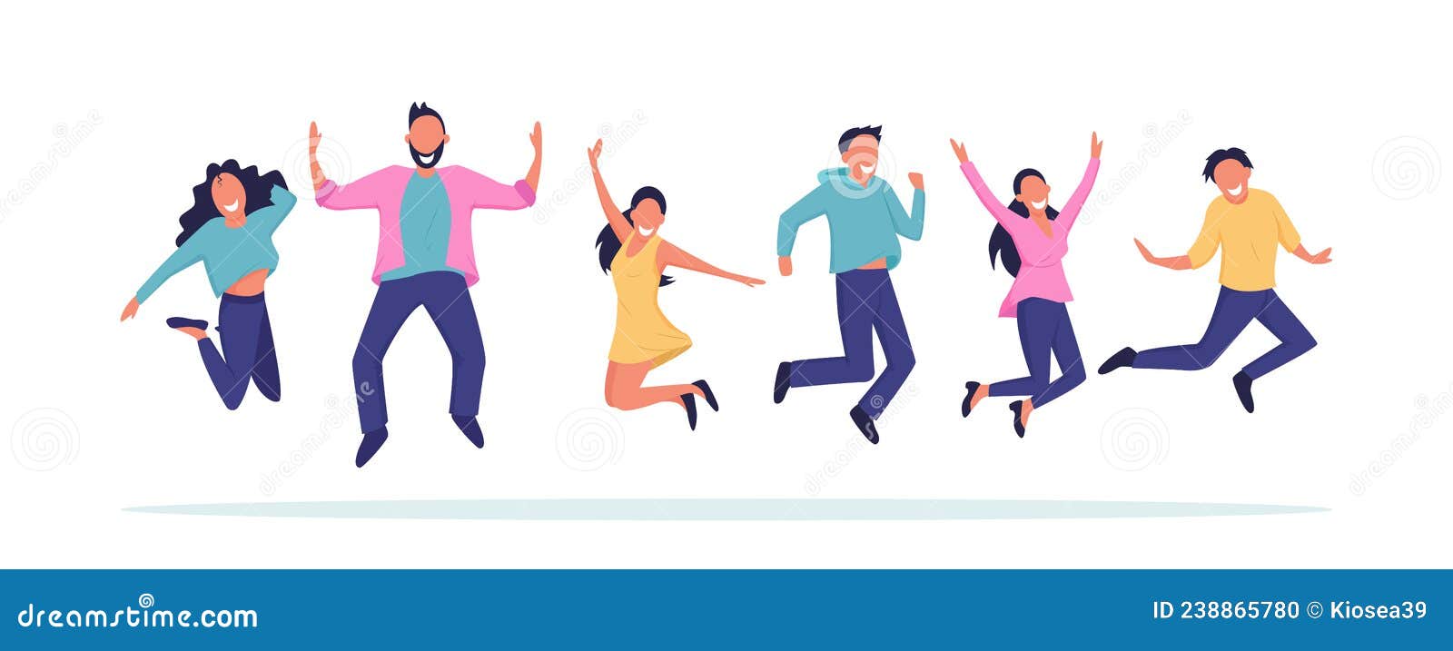 Vector of Happy Jumping Group of People Stock Illustration ...