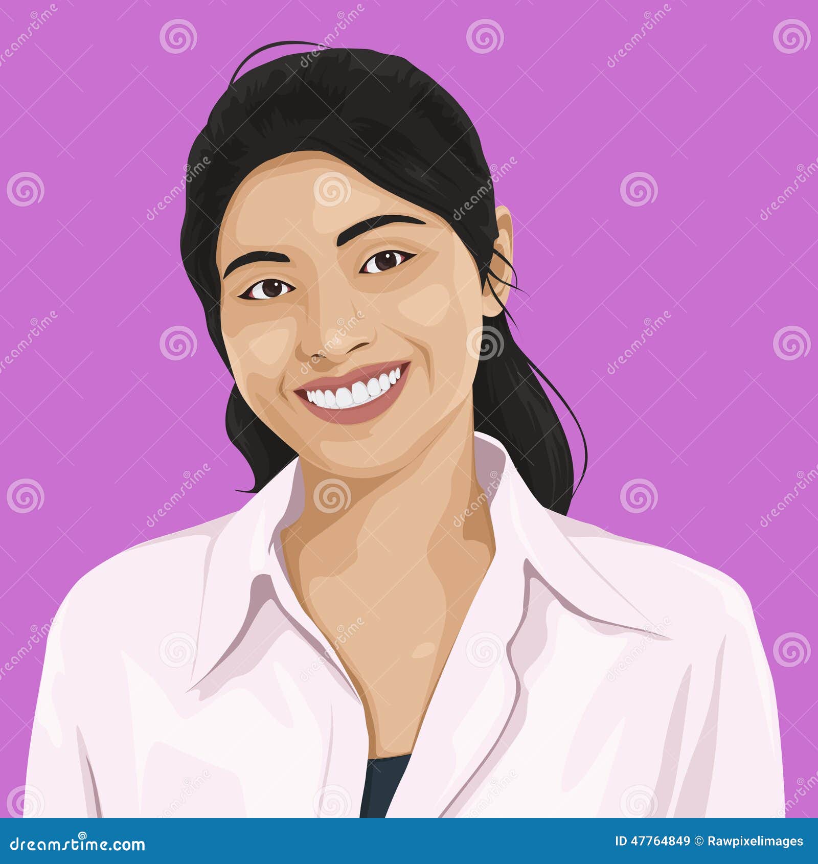Vector of Happy Lady Portrait Stock Illustration - Illustration of ...