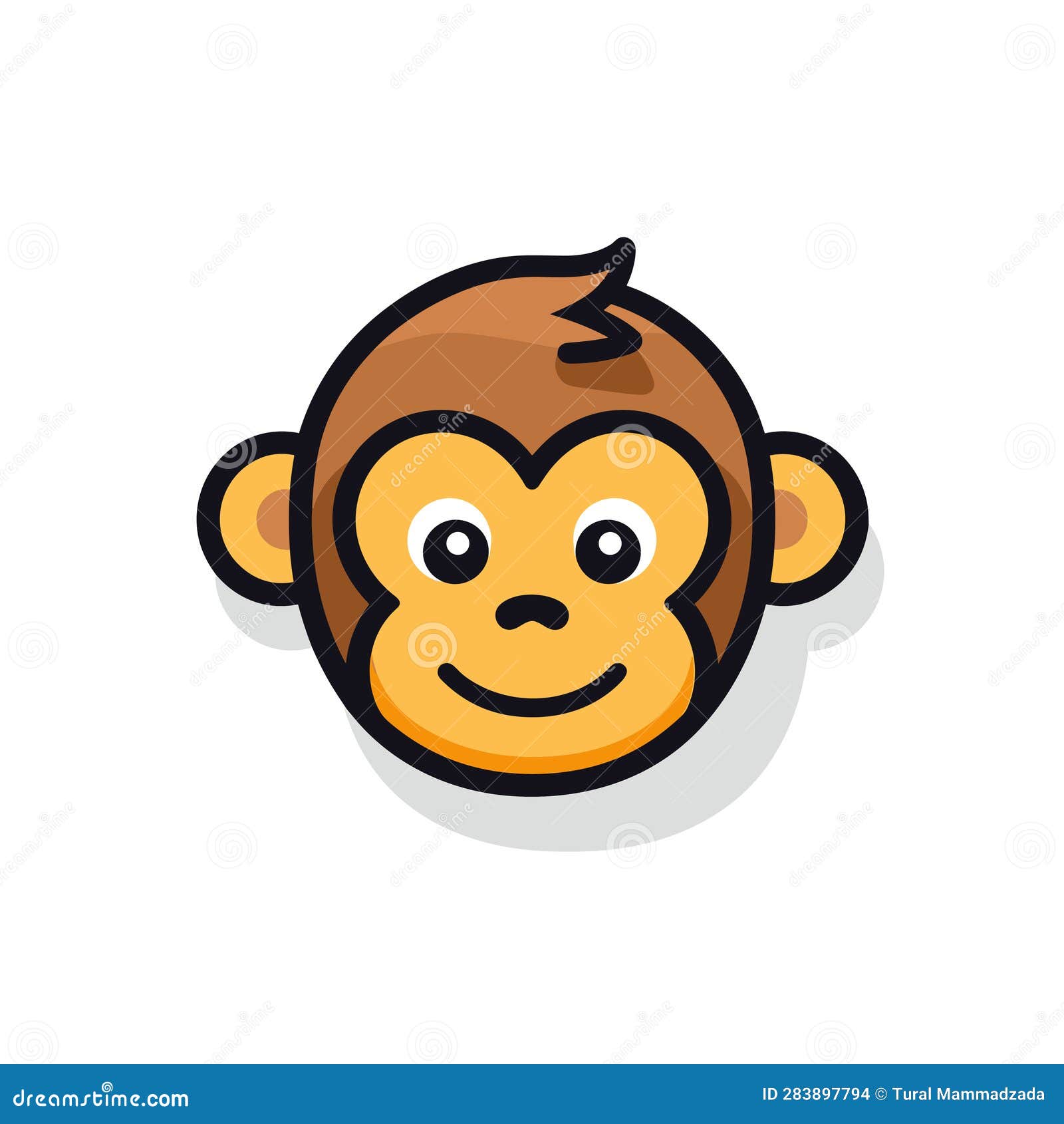 Vector of a Happy Monkey Face in a Simple and Minimalistic Style Stock ...