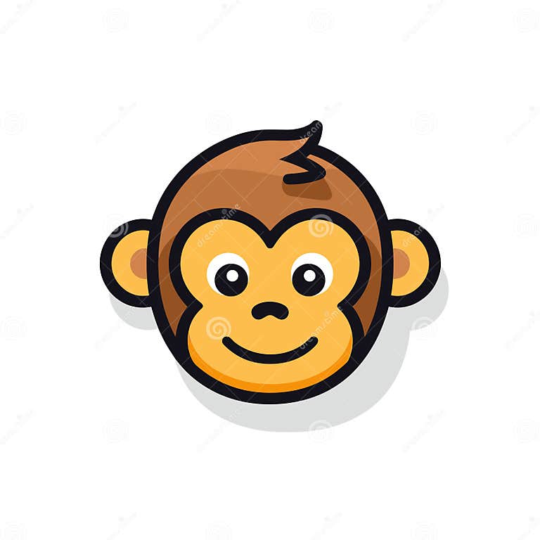 Vector of a Happy Monkey Face in a Simple and Minimalistic Style Stock ...