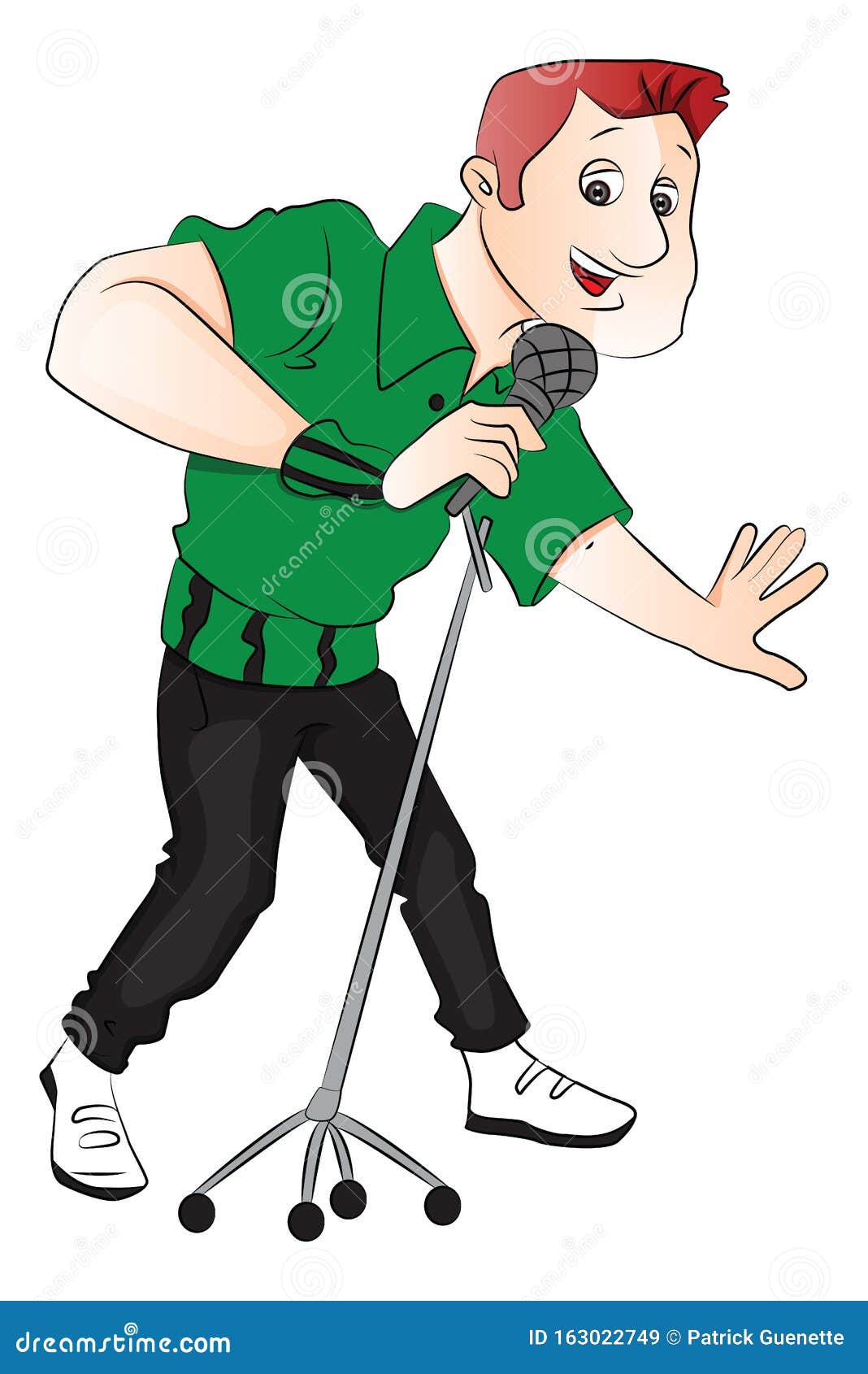 Happy Man Singer, Rock Vocalist Or Punk Rocker Wearing Cap And Singing ...