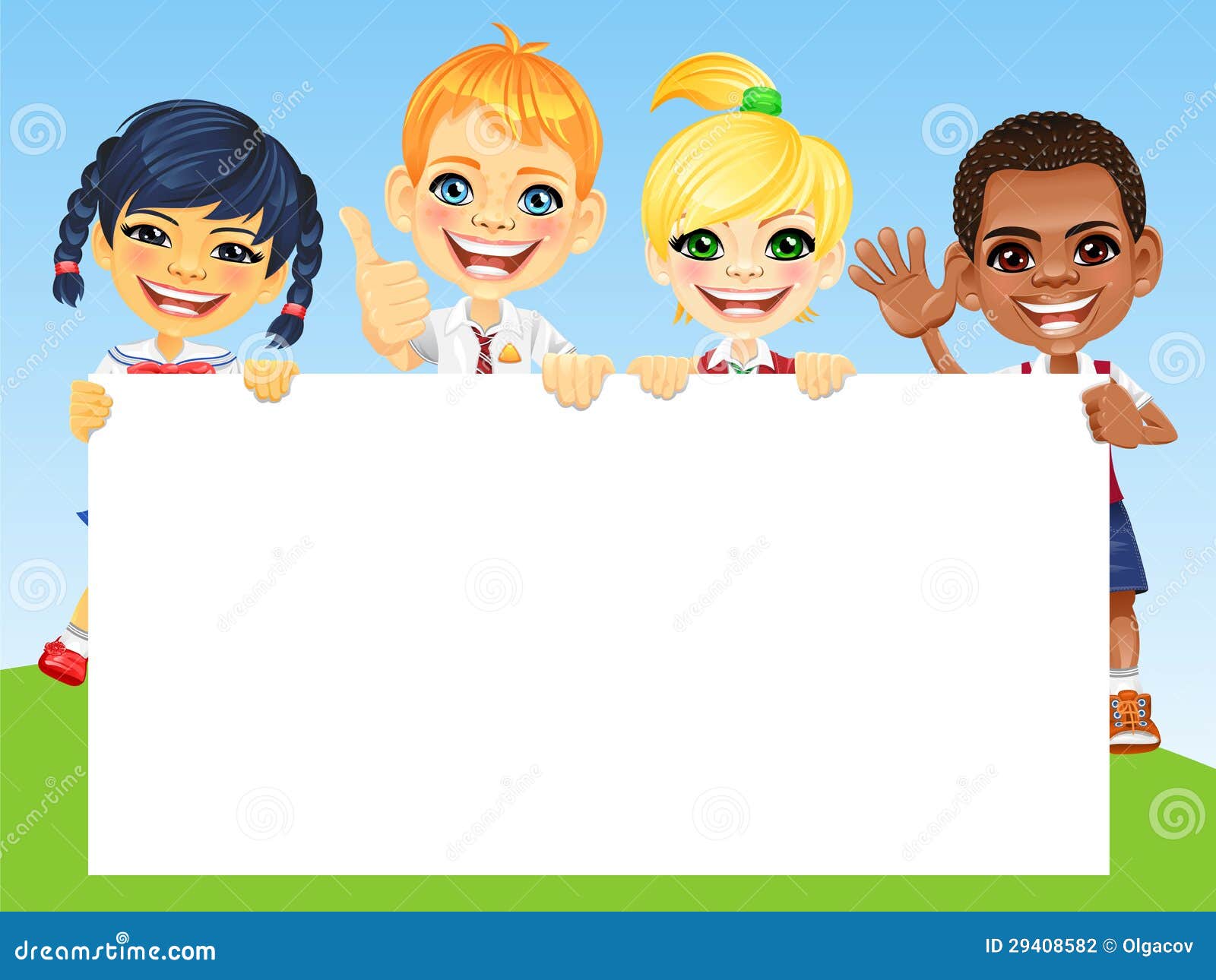 Vector Happy Smile Kids and Banner Stock Vector - Illustration of blank ...