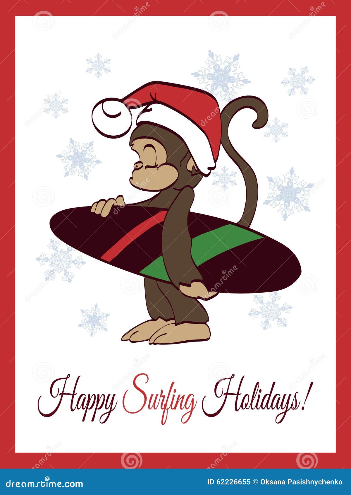 Vector Happy Surfing Holidays Surfer Monkey Stock Vector - Illustration ...
