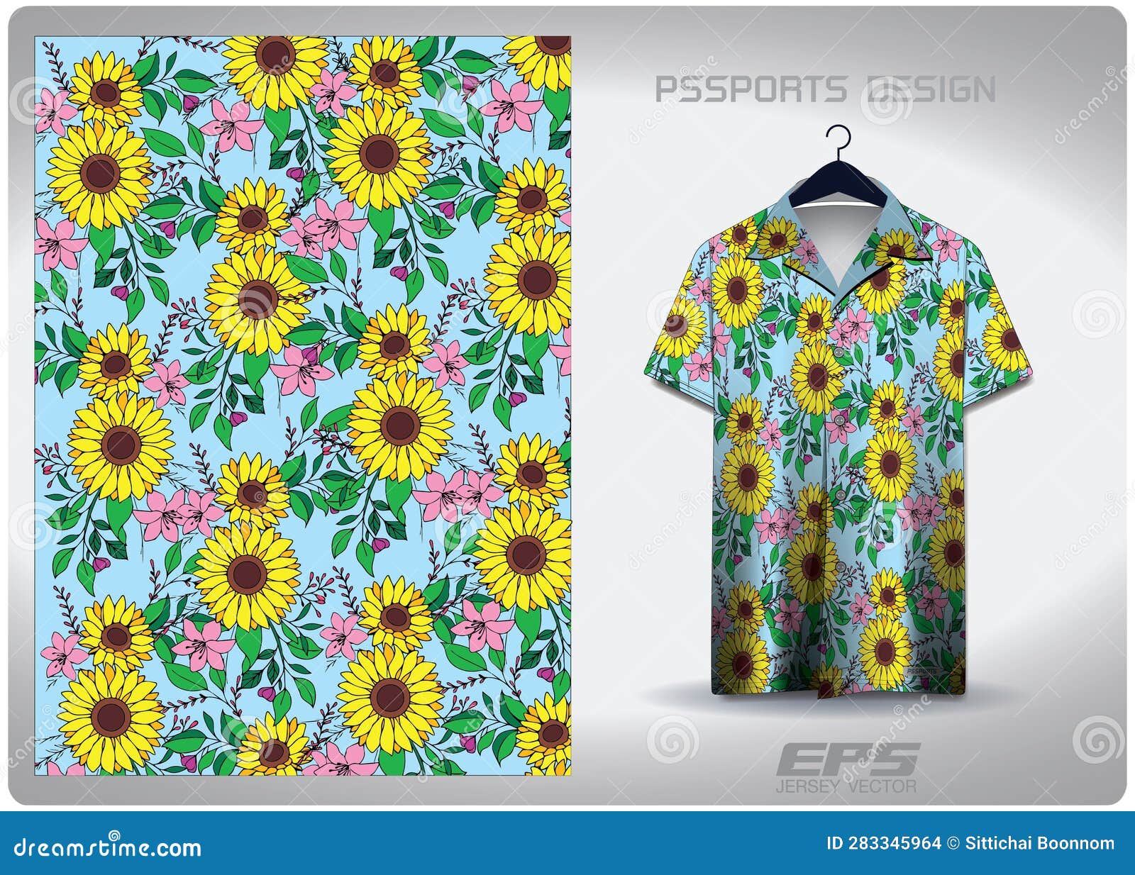 Vector Hawaiian Shirt Background Image.ivy Flower and Sunflower Pattern ...