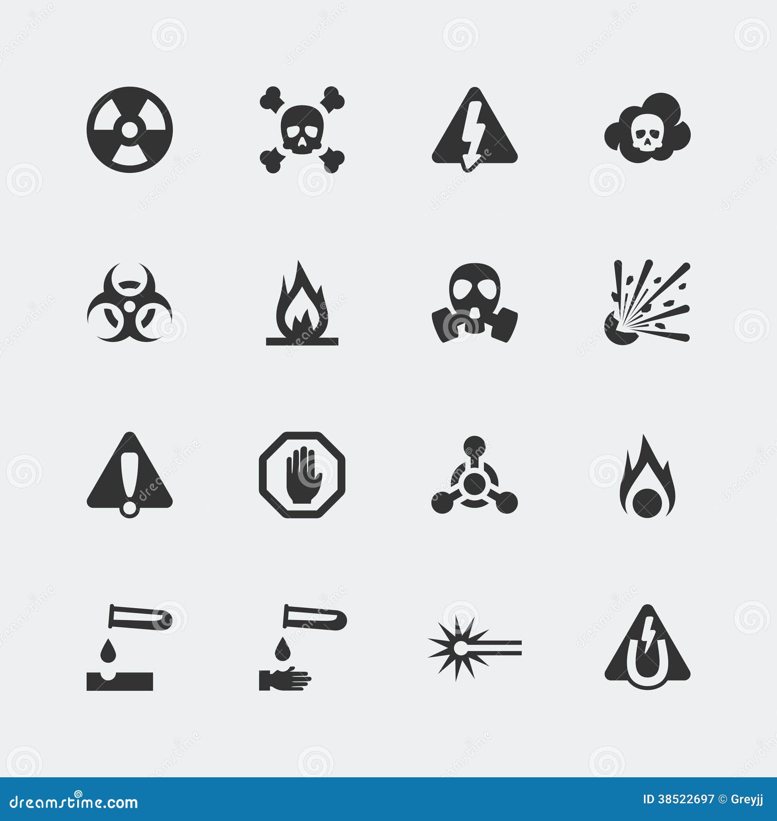 Vector Hazard and Danger Icons Set Stock Vector - Illustration of ...