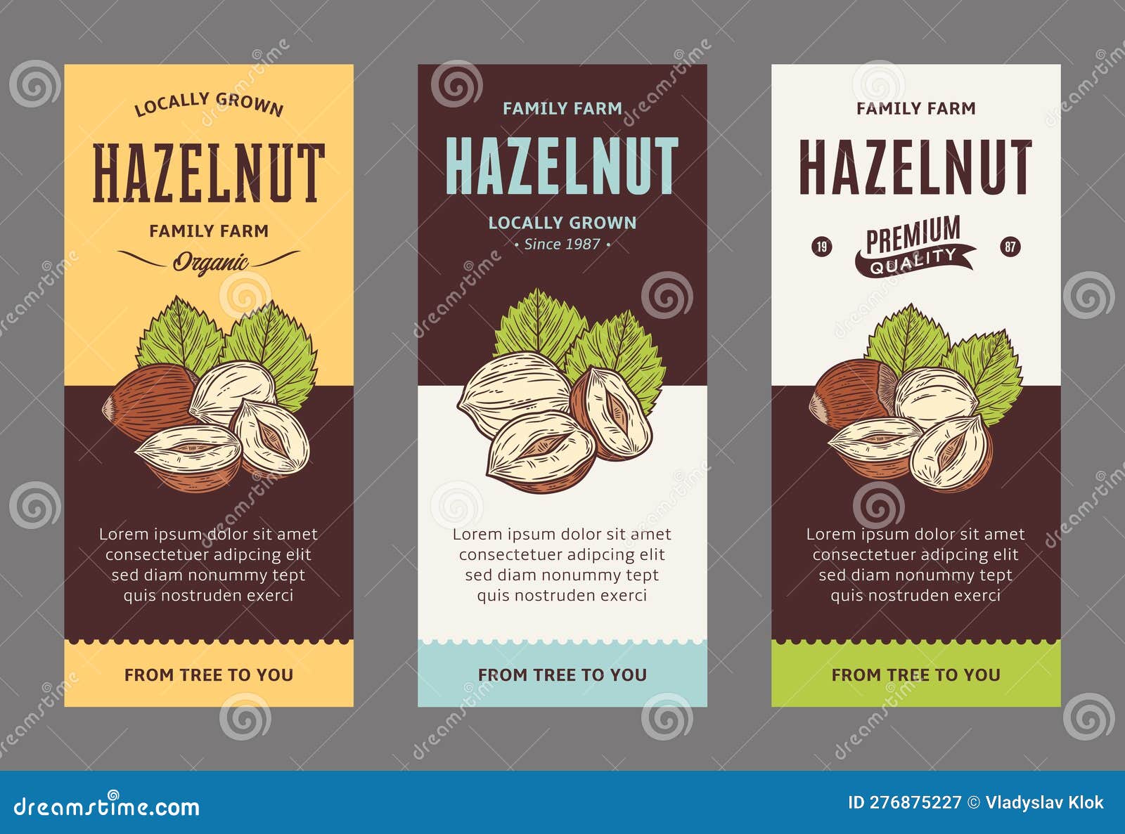 Vector Hazelnut Labels in Modern Style Stock Vector - Illustration of ...