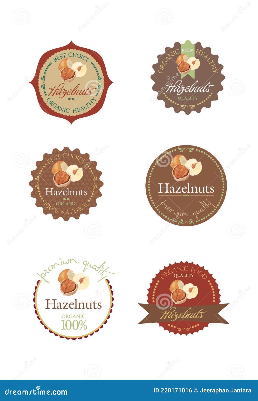 Set of Vector Label with Hazelnuts. Stock Vector - Illustration of card ...