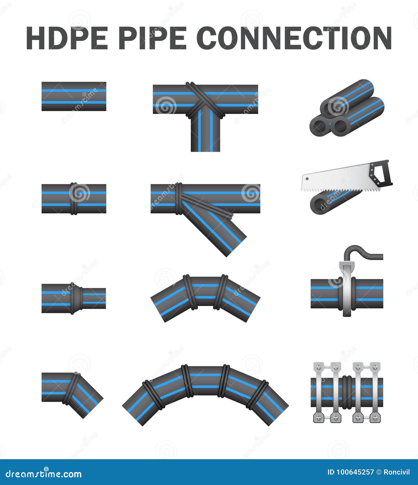 HDPE pipe connect stock vector. Illustration of pipeline - 100645257