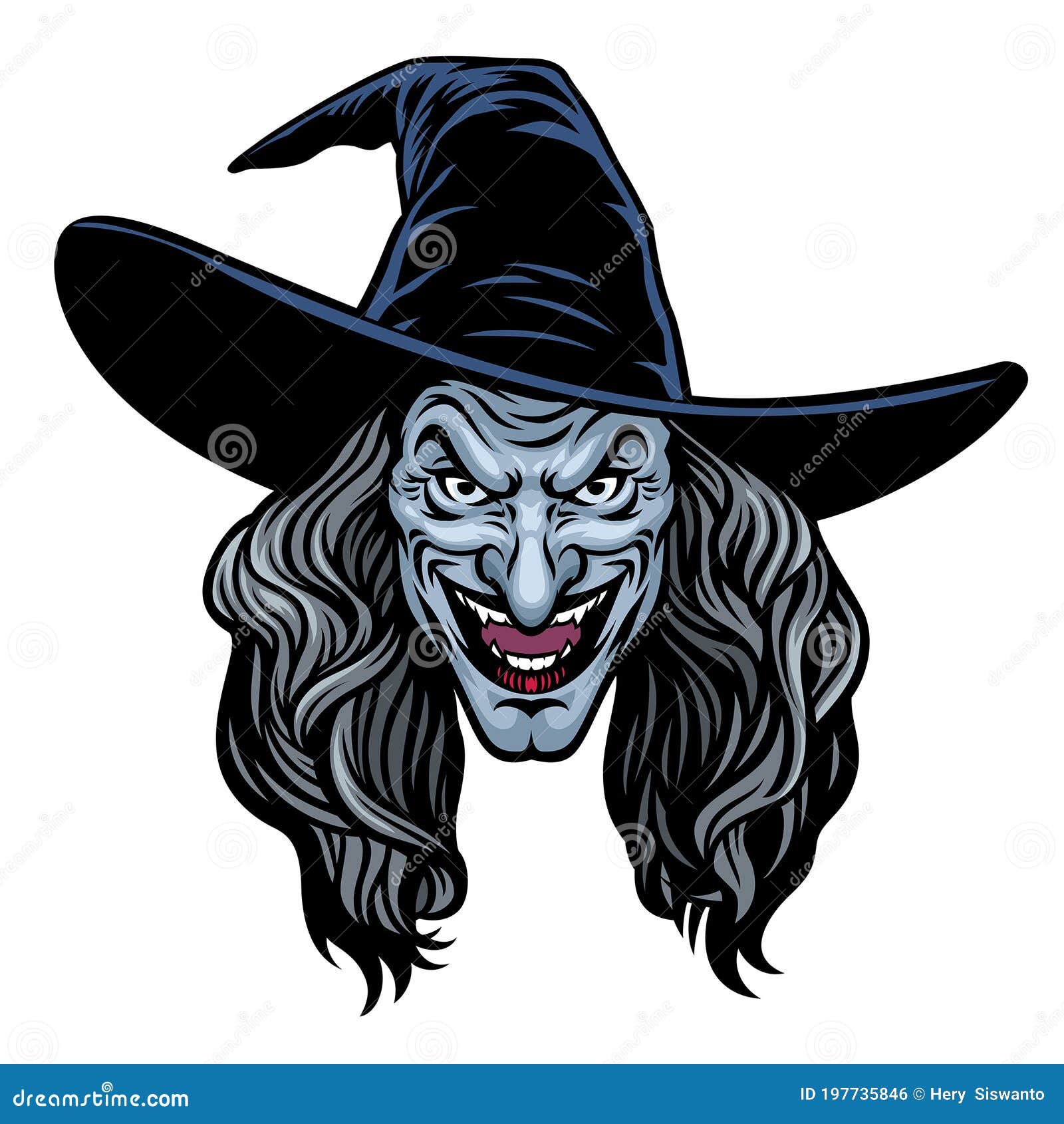 Head of evil lady witch stock vector. Illustration of celebration ...