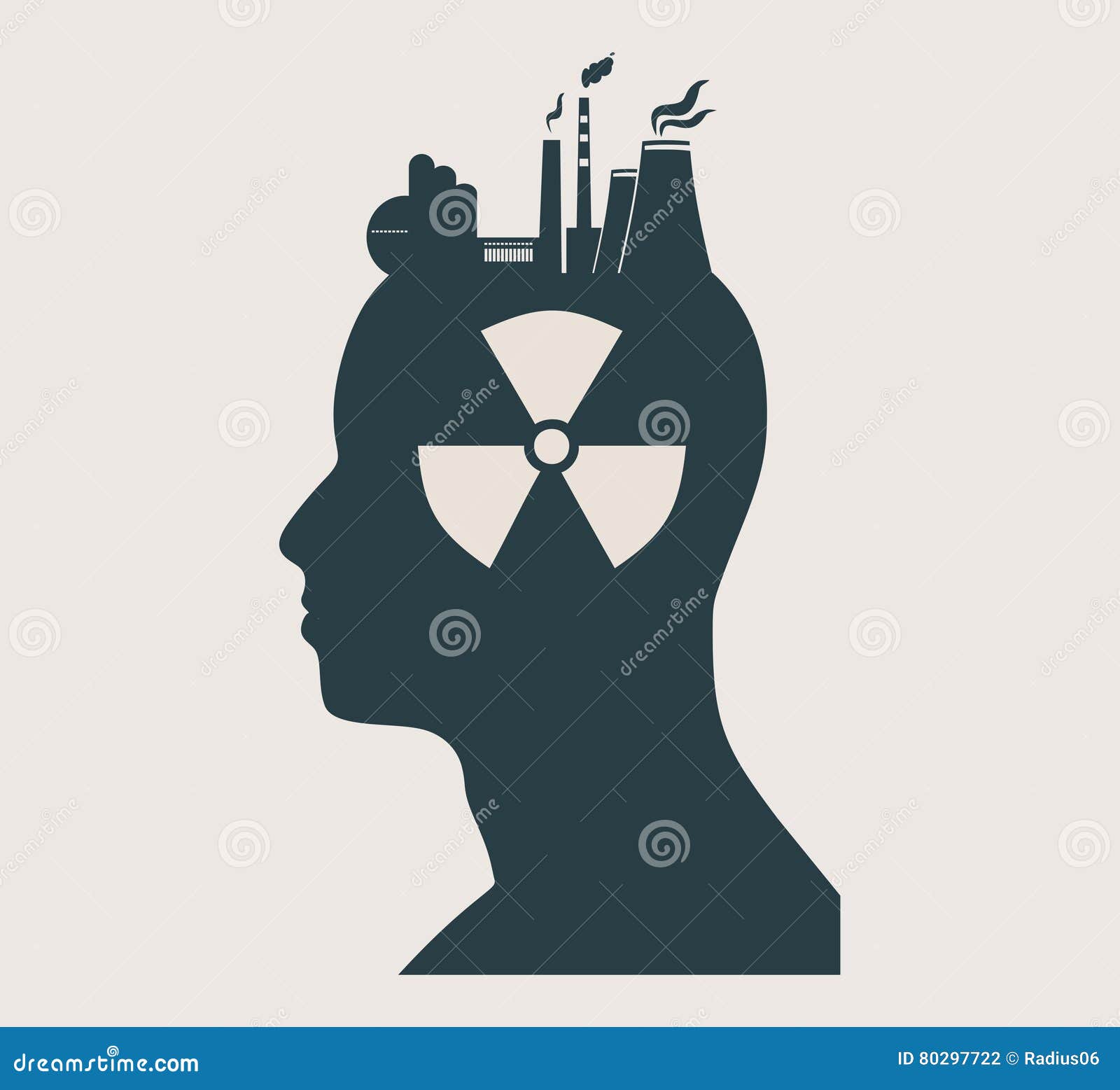 Vector Head with Factory for Brain Stock Vector - Illustration of ...