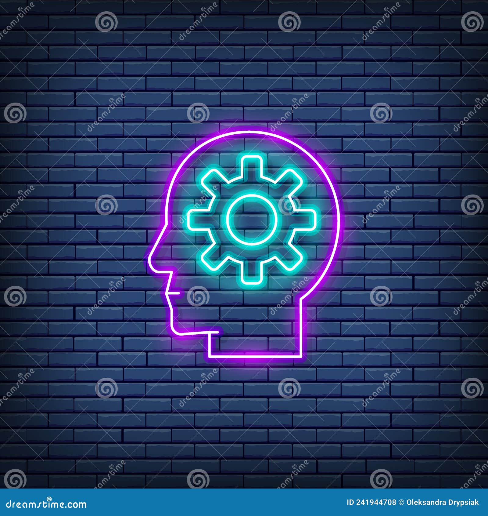Think Big Neon Sign On Brick Wall Background. Cartoon Vector ...
