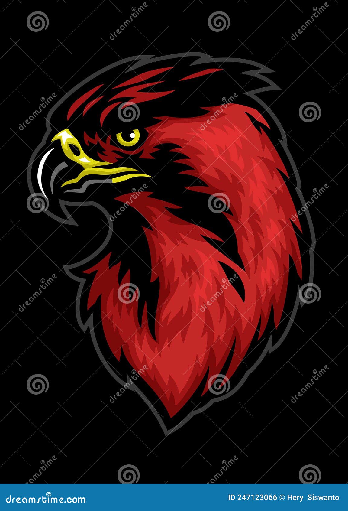 Head of Hawk in Drawing Style Stock Vector - Illustration of icon ...