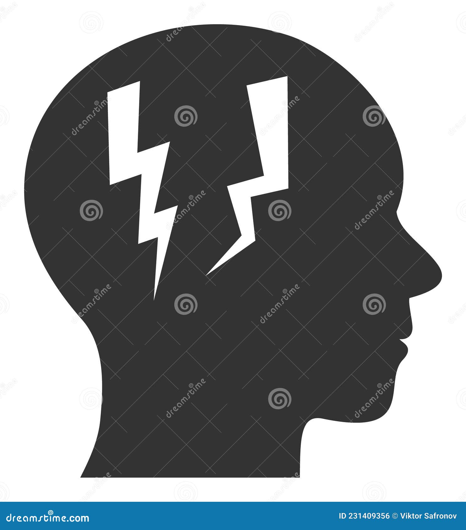 Vector Head Migraine Flat Icon Symbol Stock Vector - Illustration of ...