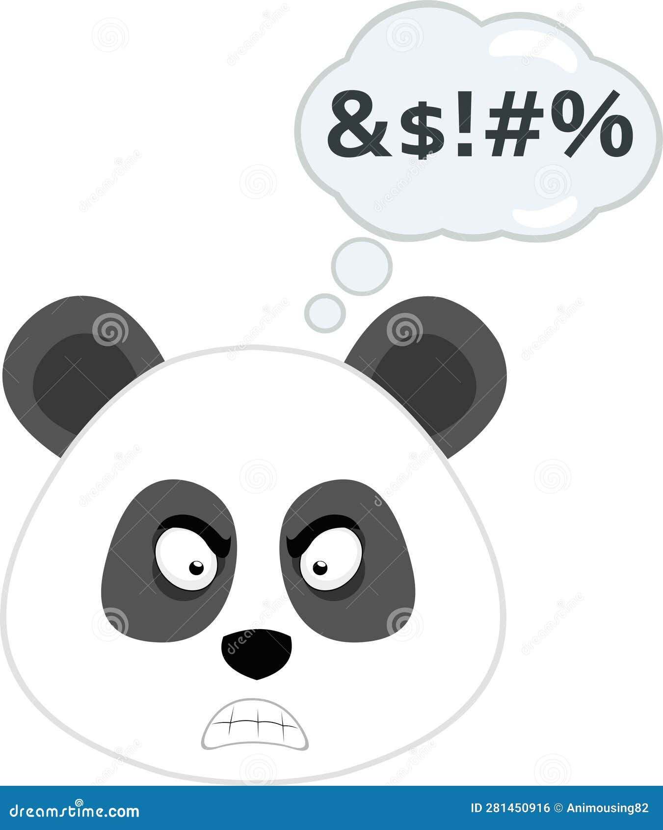 Vector Head Panda Bear Insult Thought Cloud Stock Vector - Illustration ...